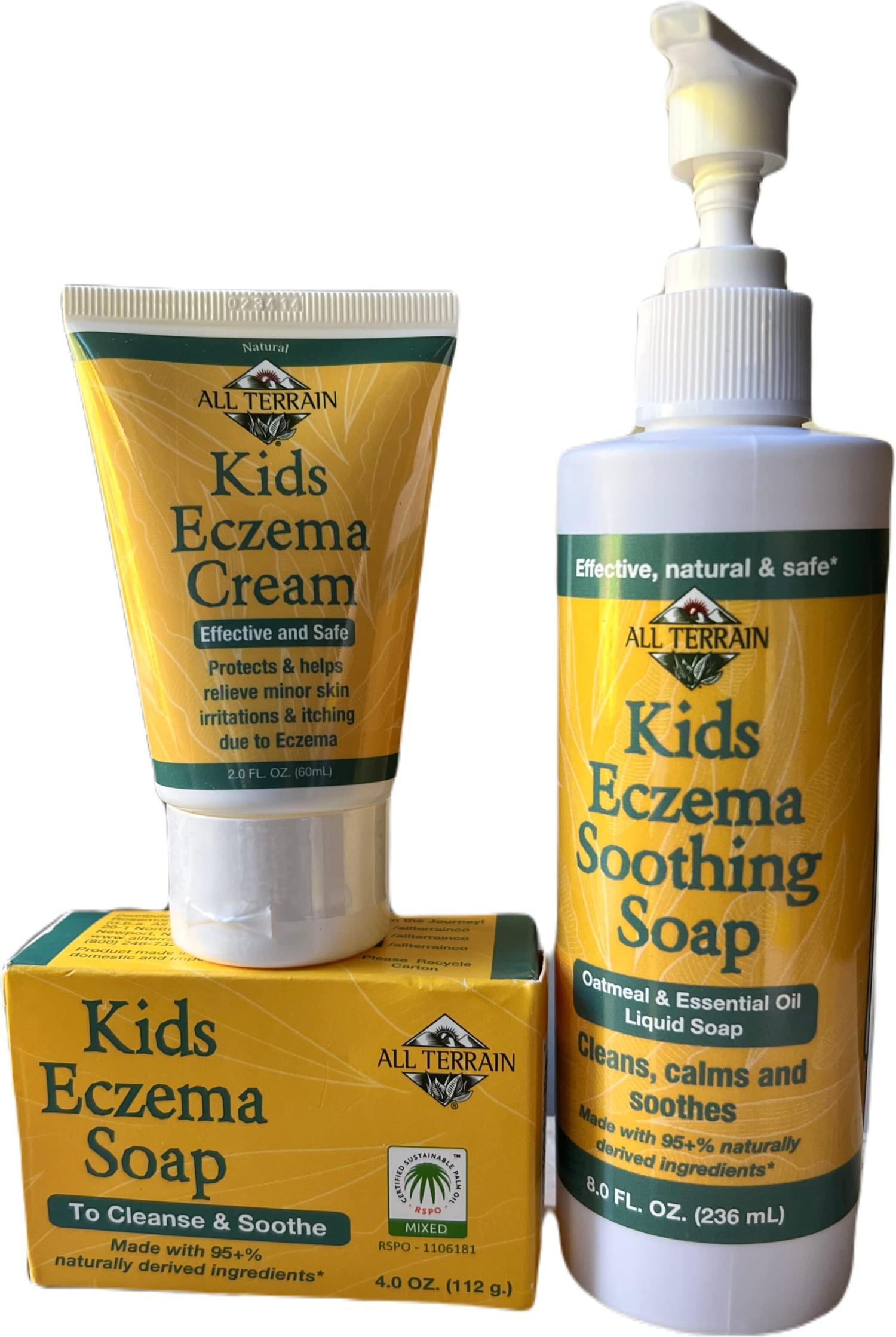 Natural Kids Eczema Regimen: Soothing Liquid Soap, Relief Cream, Soap ...