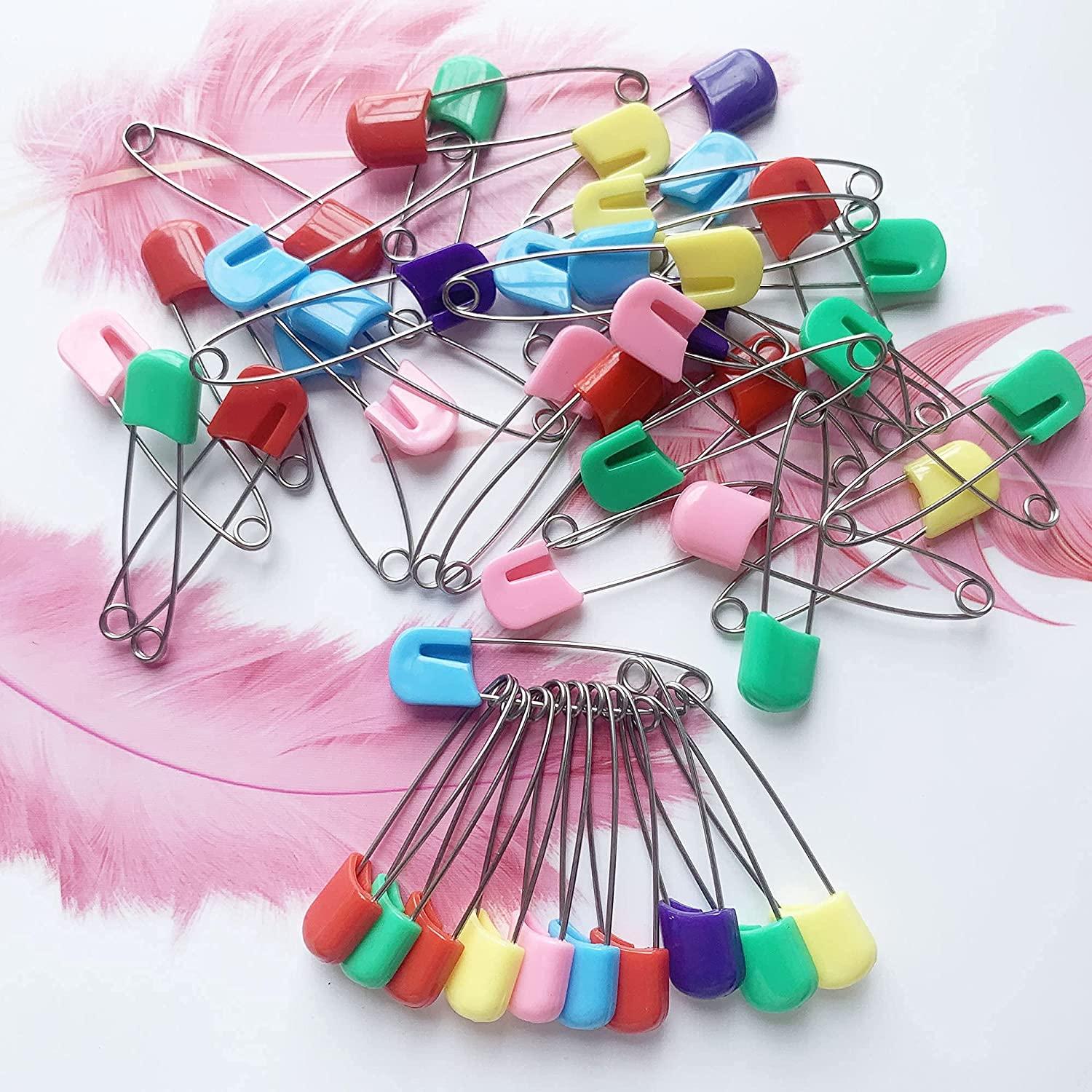 100 Pieces Diaper Pins 2.2 inch Baby Safety Pins Long Plastic Head ...