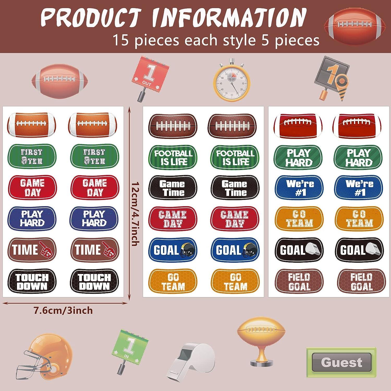 15 Sheets Football Temporary Face Stickers - Kids Football Under Eye ...