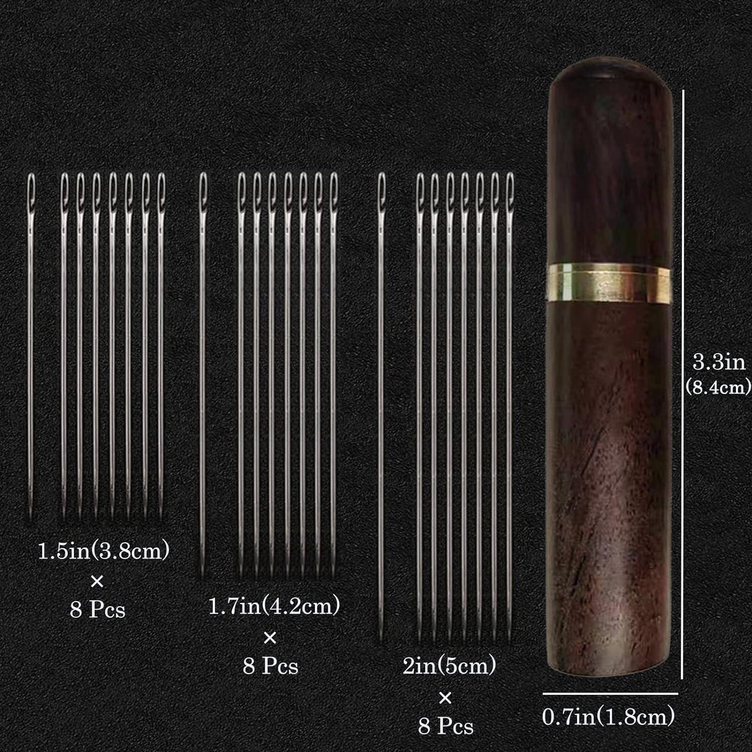 YAWALL Self Threading Needles - 24 Pieces with Wood Needle Case, Dark ...