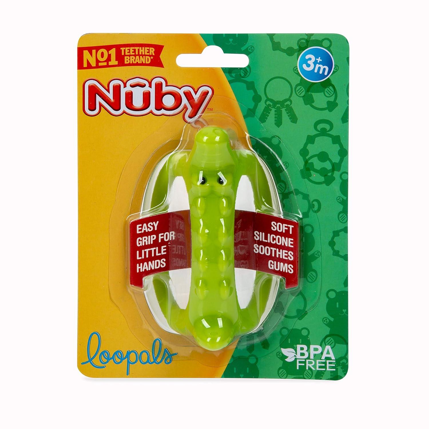 Nuby 100% Silicone Loopals Easy Grip Loopy Legs Teether: 3M+ Characters Vary Multi (Pack of 4 ...