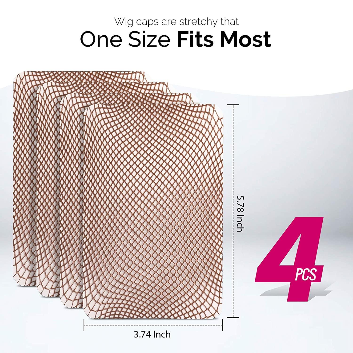 FANDAMEI 4PCS Dark Brown Wig Caps - Mesh Net Liner for Women, Men ...