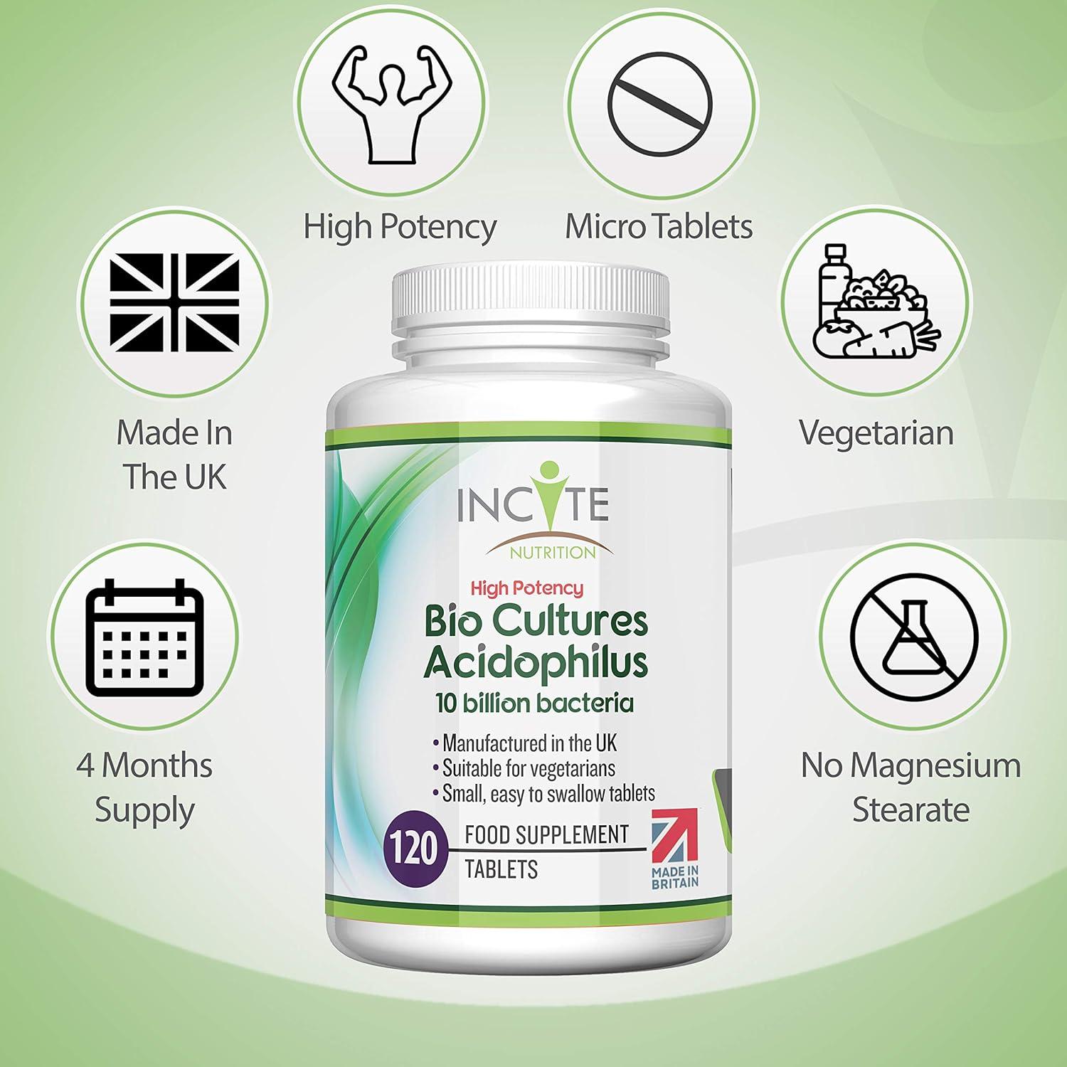 Acidophilus Bio Cultures 10 Billion CFU - 120 Easy Swallow Tablets ...
