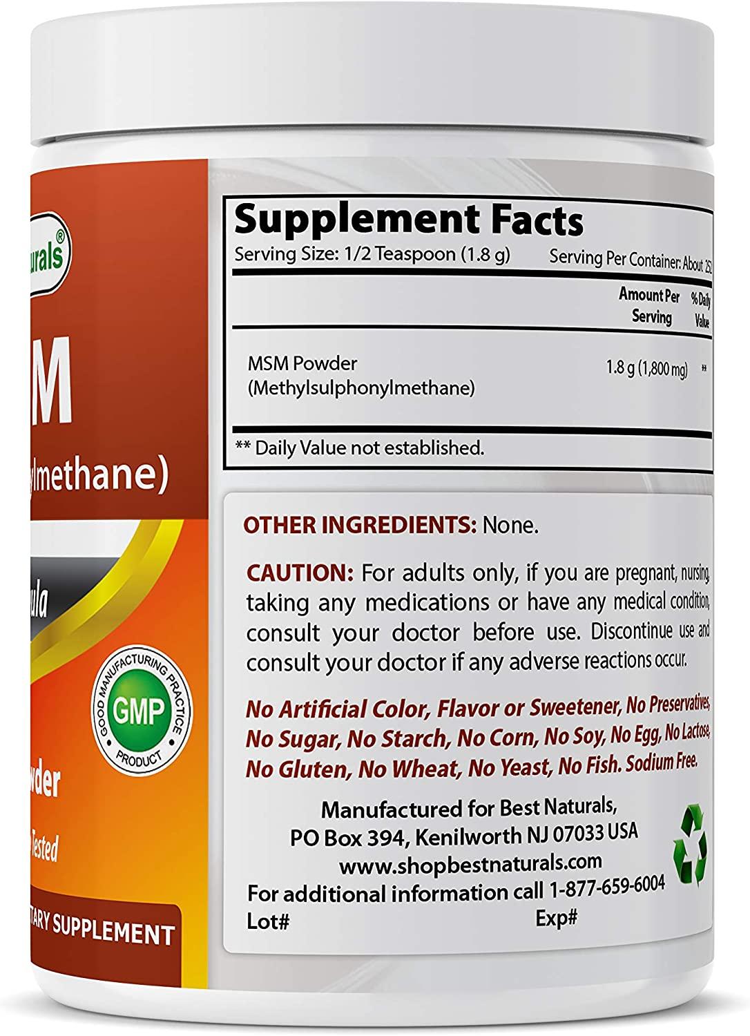 Best Naturals 100% Pure MSM Powder - 1lb | Natural Sulfur Supplement