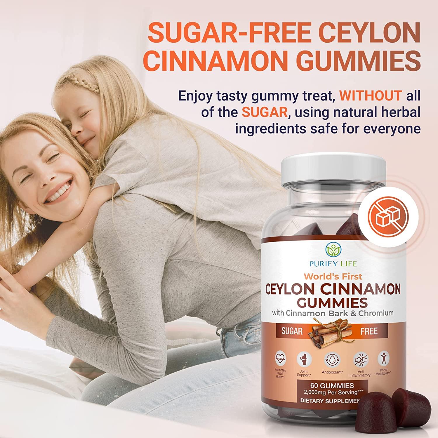 Sugar-Free Ceylon Cinnamon Gummies (2,000mg/Serving) Lower Blood Sugar ...