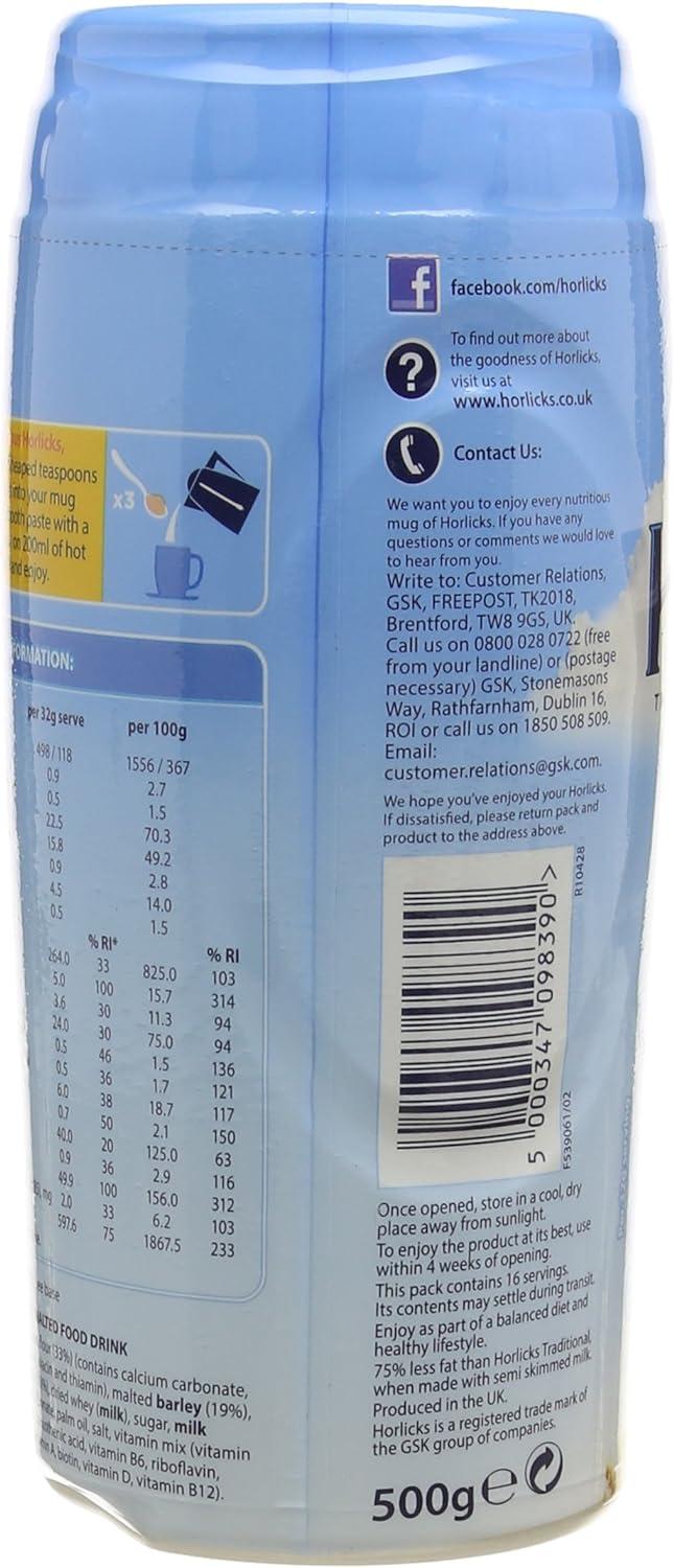 Horlicks Original Malted Milk Drink Light 500g - Nutritious and ...
