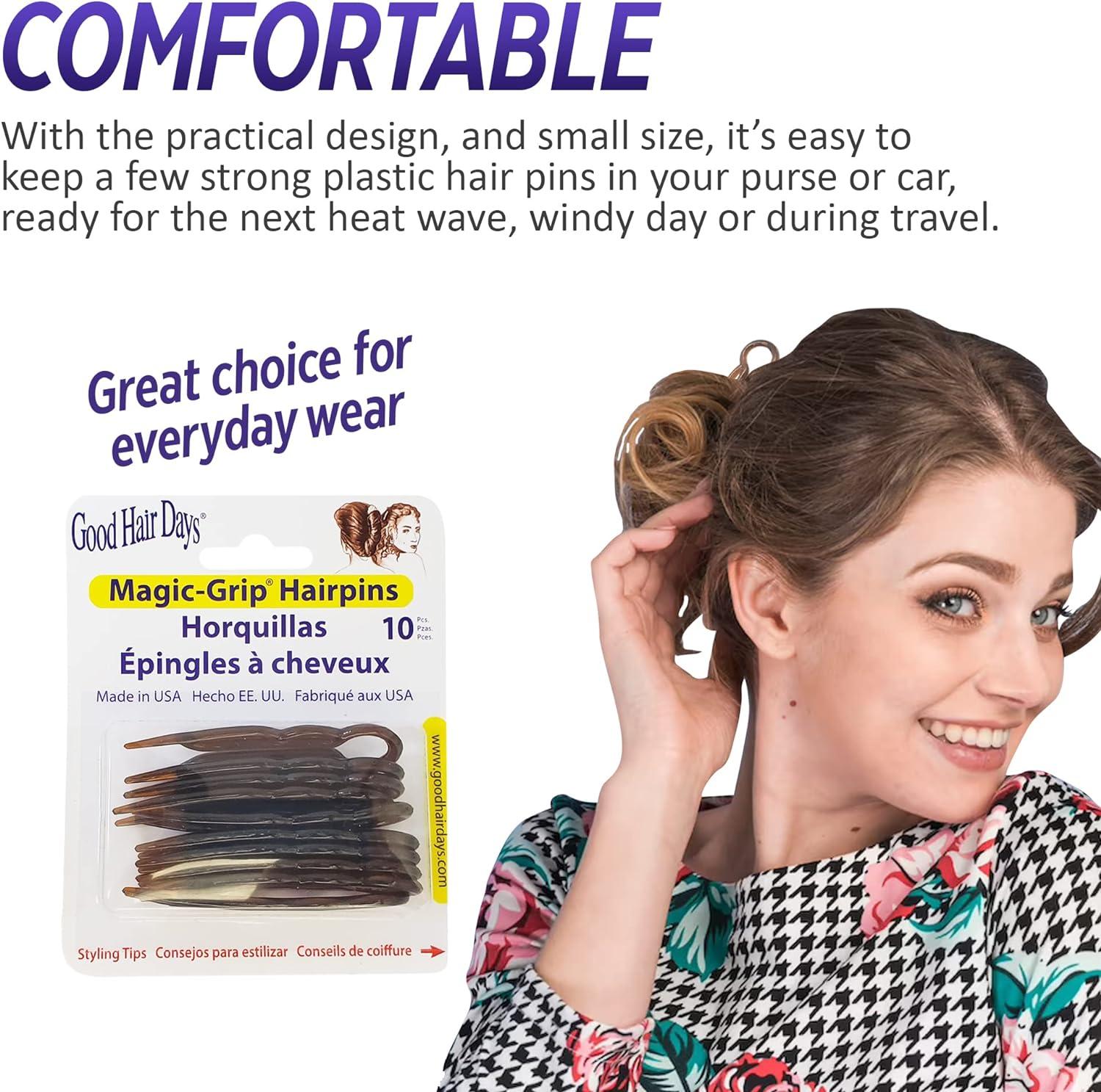 Magic Grip Hair Pins - Set of 10 in Black | Good Hair Days | Buy Now ...