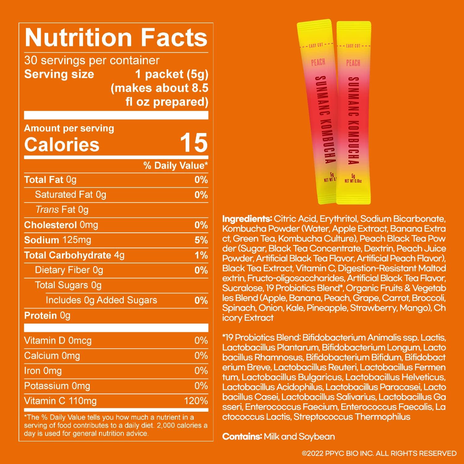 SUNMANC Kombucha 30 Packets - Sparkling Probiotic Drink from South ...