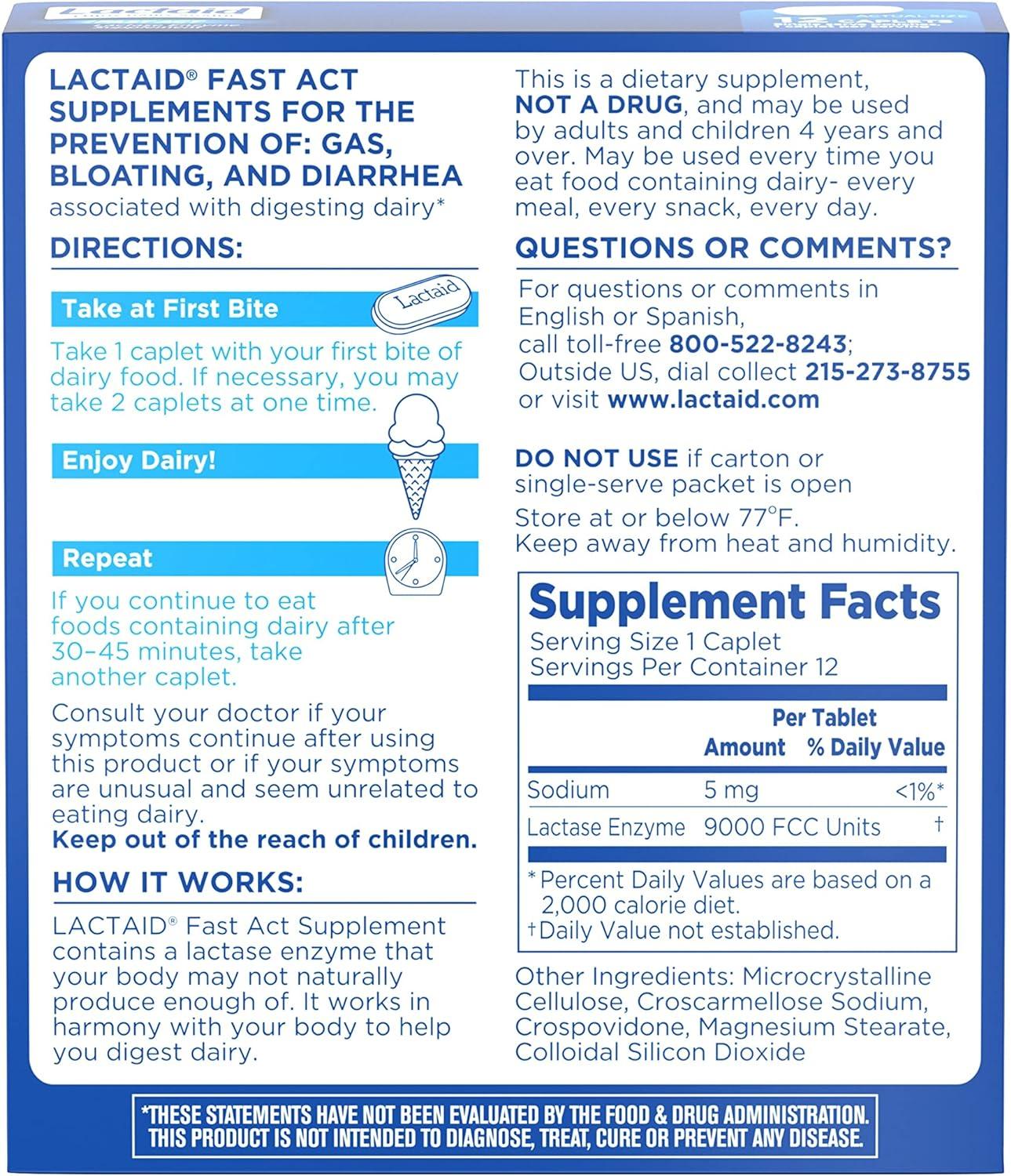 Lactaid Fast Act Twice As Ultra 12 Caplets | Buy Now with Express ...