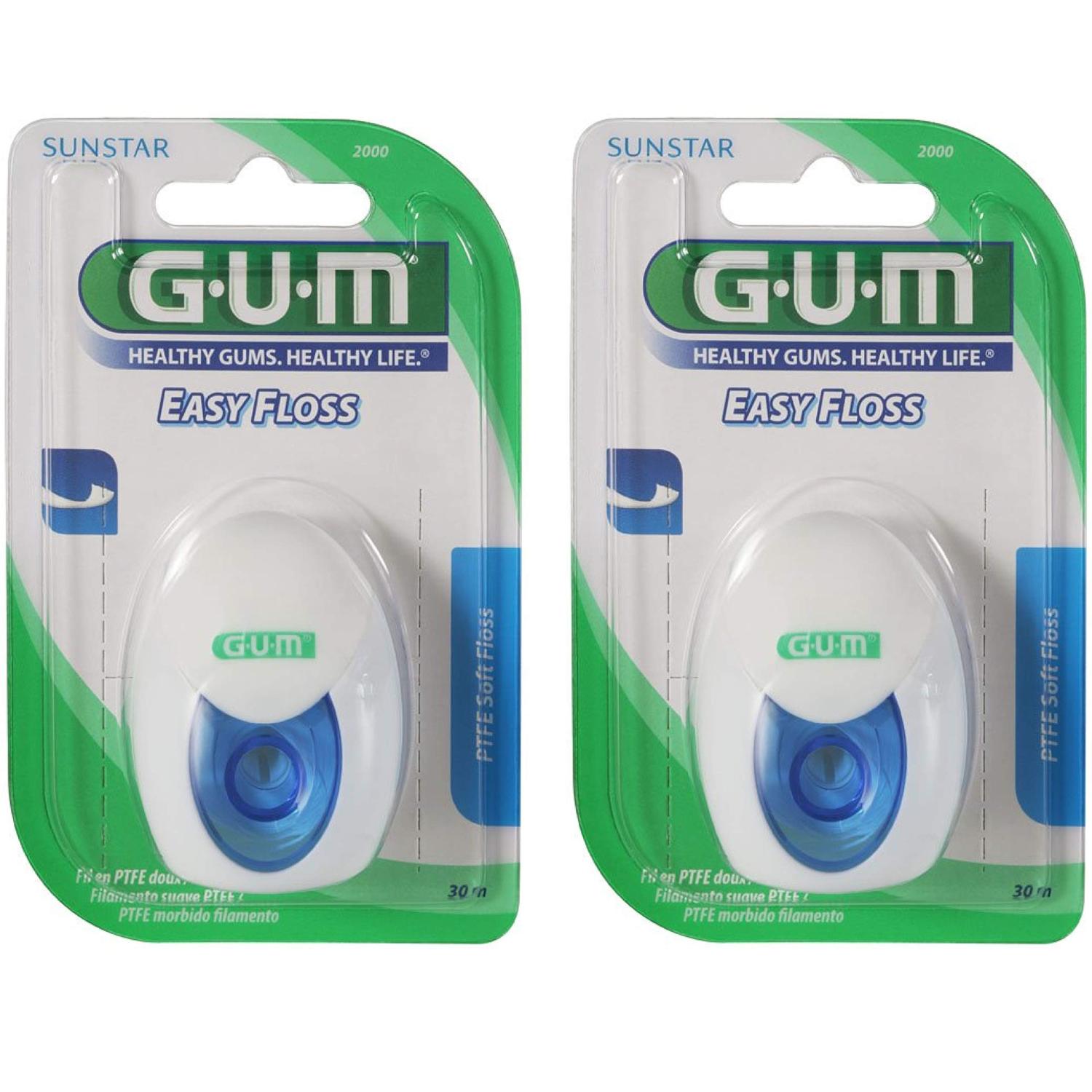 GUM Easy Floss - Lightly Waxed PTFE Dental Floss 2x30m (60m) | Sunstar ...