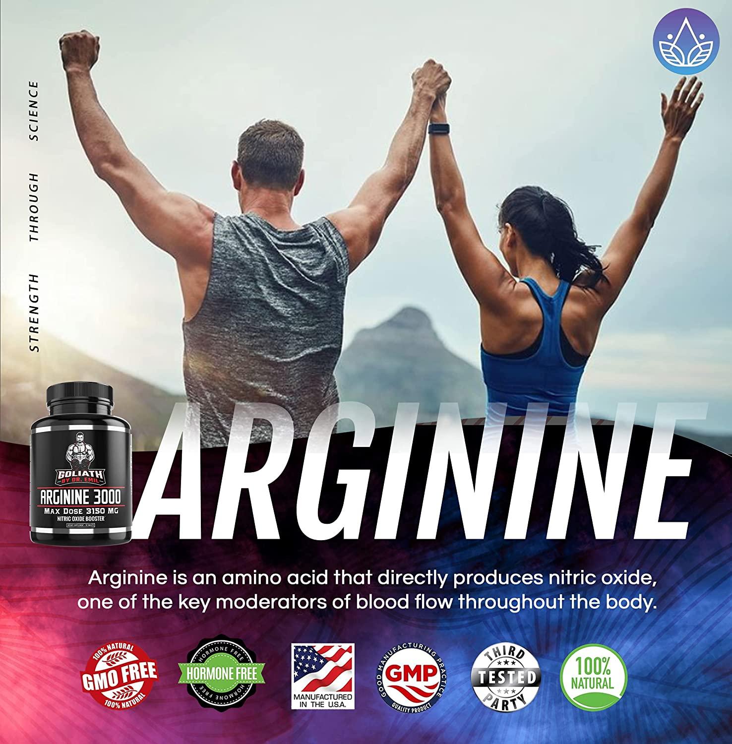 Dr. Emil L-Arginine Capsules 3150mg - Nitric Oxide Supplement for ...