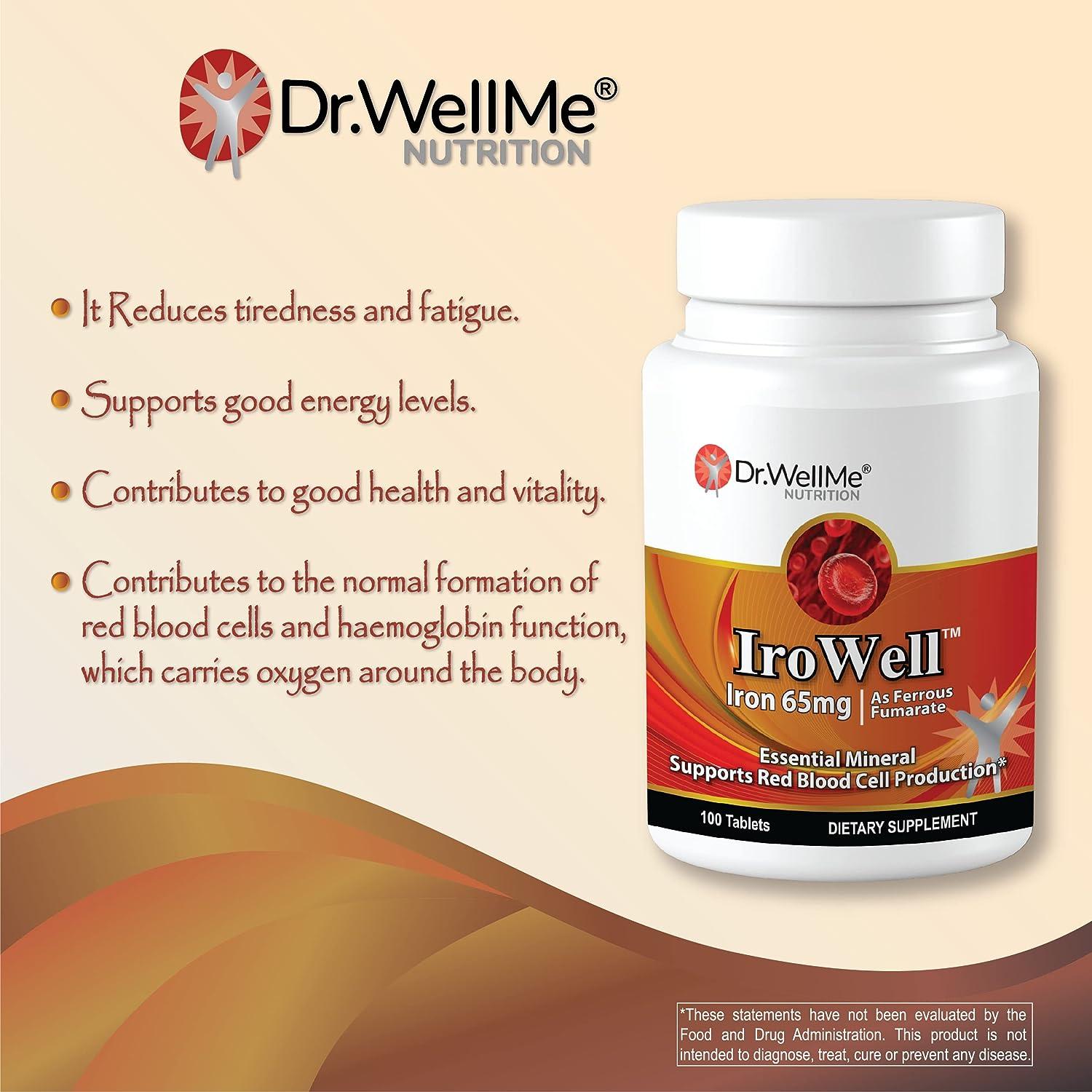 Iron 65mg with IroWell | Ferrous Fumarate Supplement | 100 Tablets