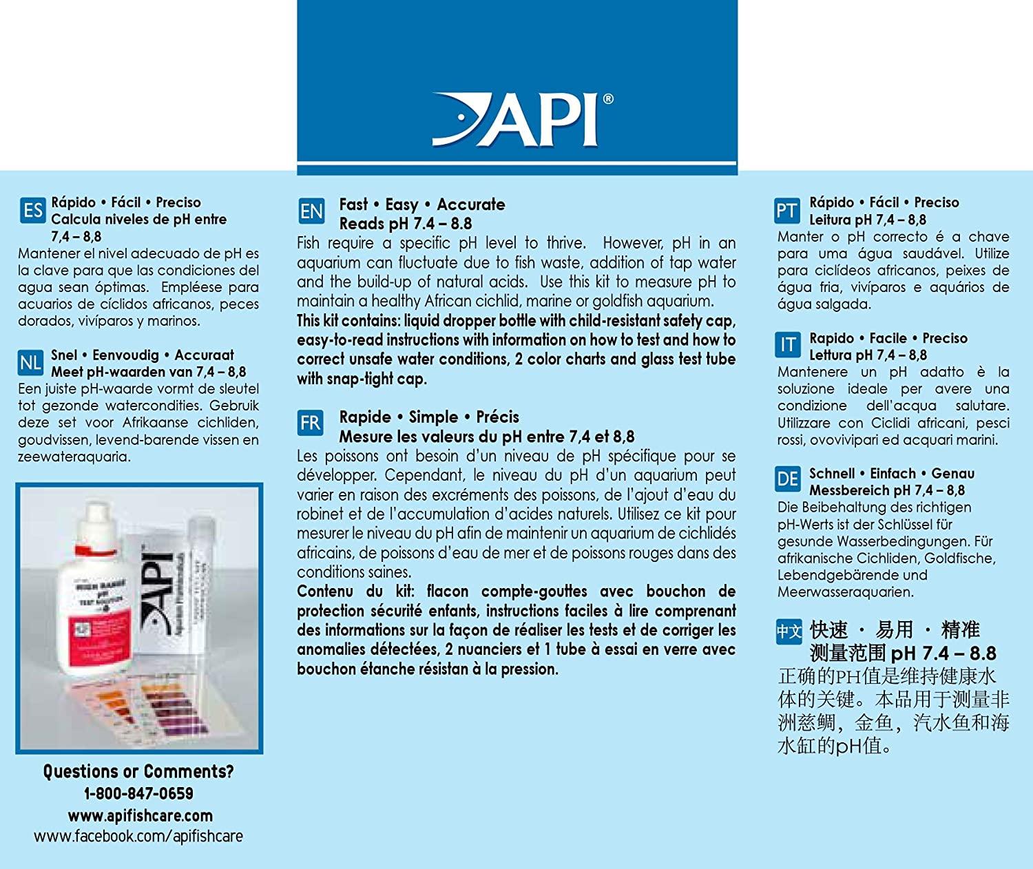 API High Range pH Test Kit - 160 Tests for Freshwater and Saltwater ...