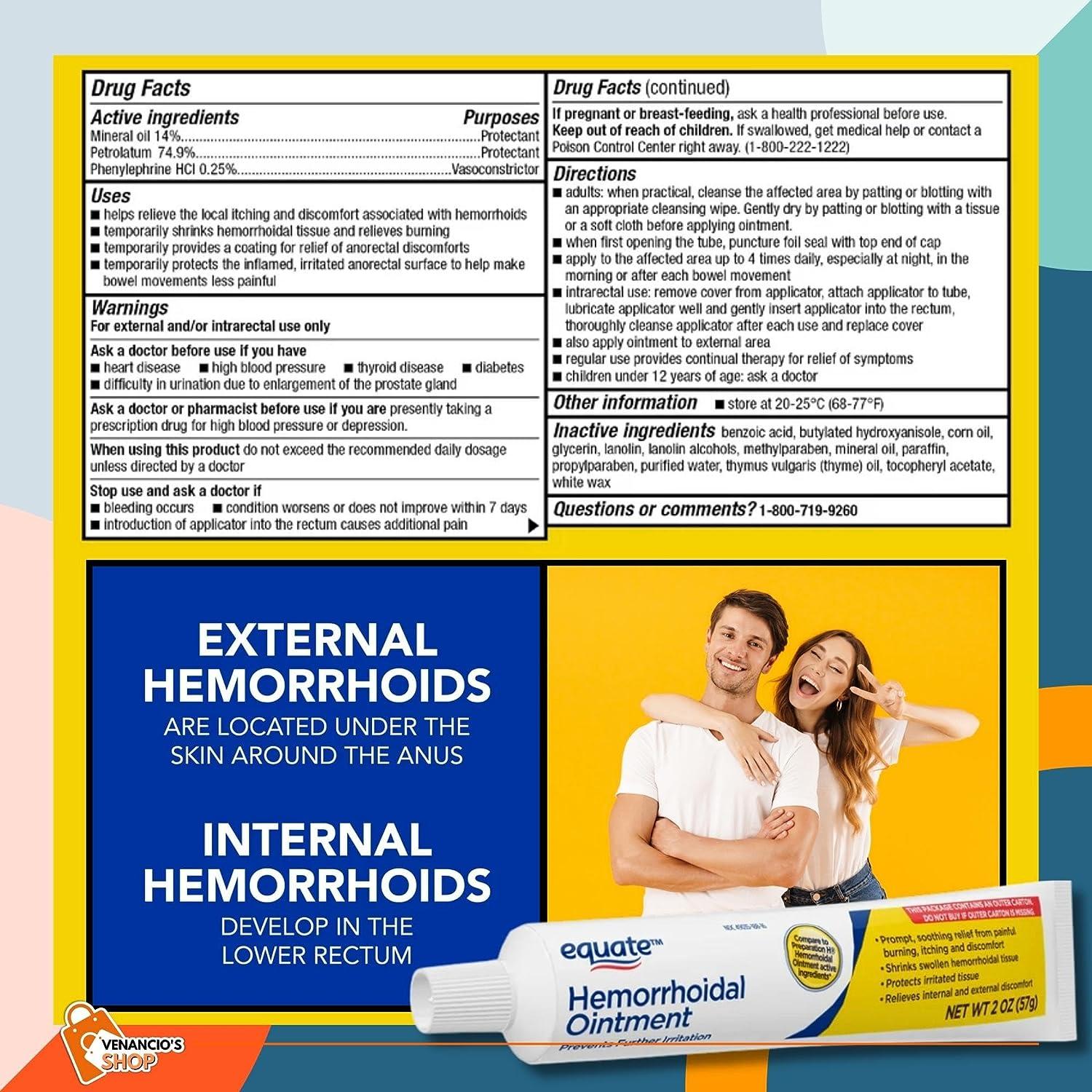 Equate Hemorrhoidal Ointment 2oz - Relief from Hemorrhoids - Includes ...