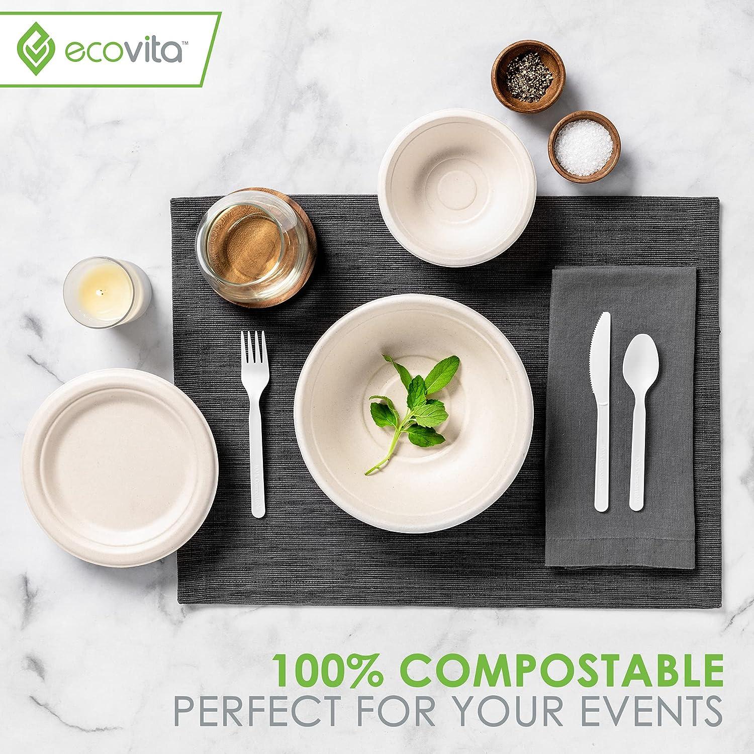 Ecovita 100% Compostable Paper Bowls 12 oz - 150 Count | Eco Friendly ...