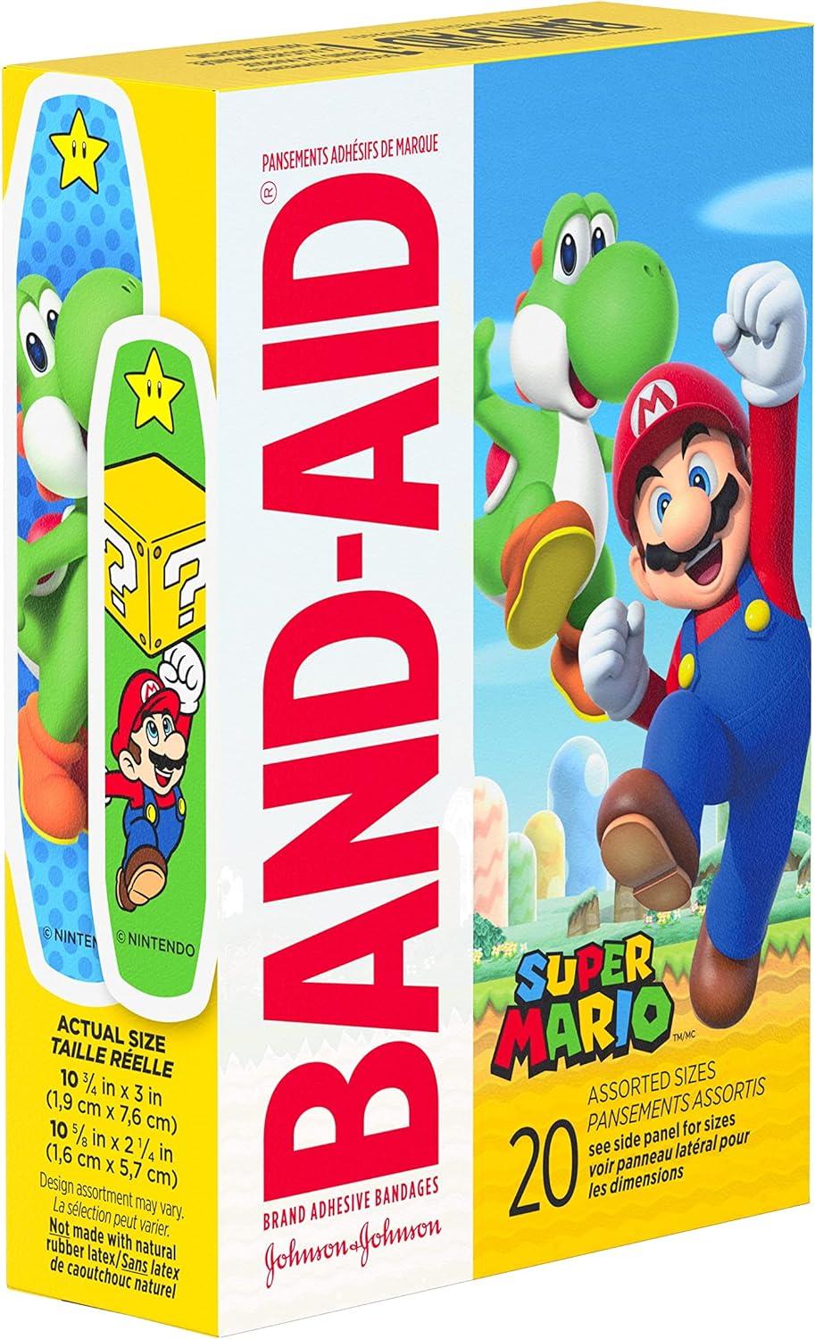 Band-Aid Super Mario 20 Count Assorted Sizes - Fun and Colorful ...