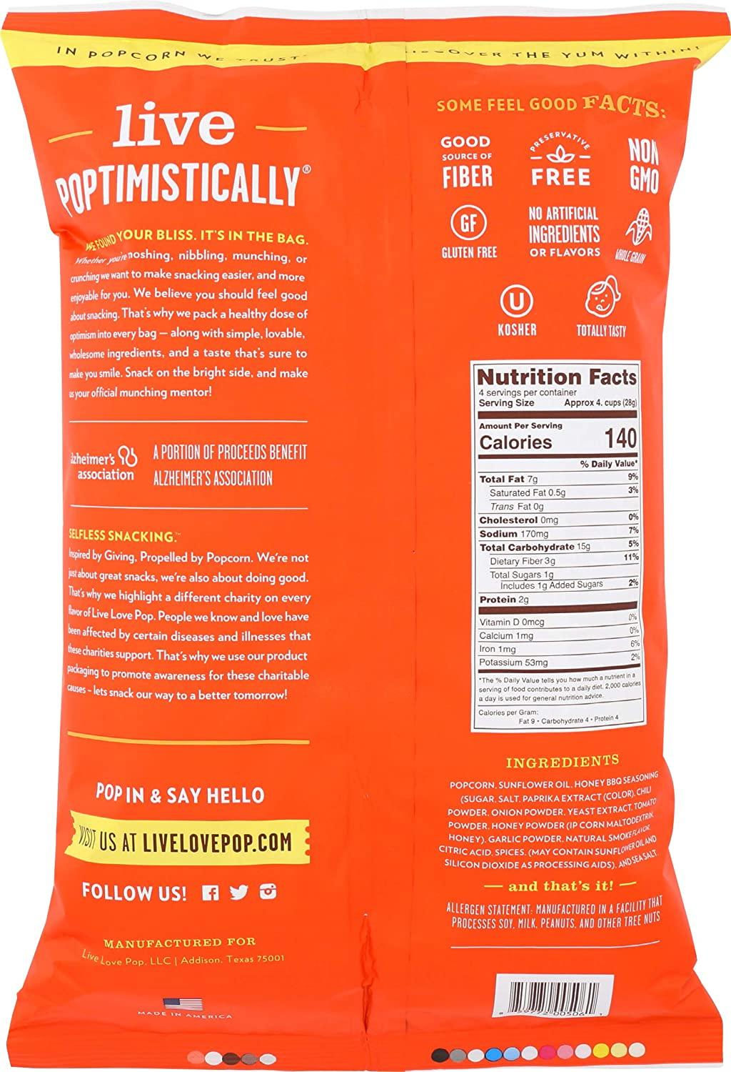 Live Love Pop Honey Barbecue Popcorn - 4.4 oz Gourmet Snack | Buy Now ...