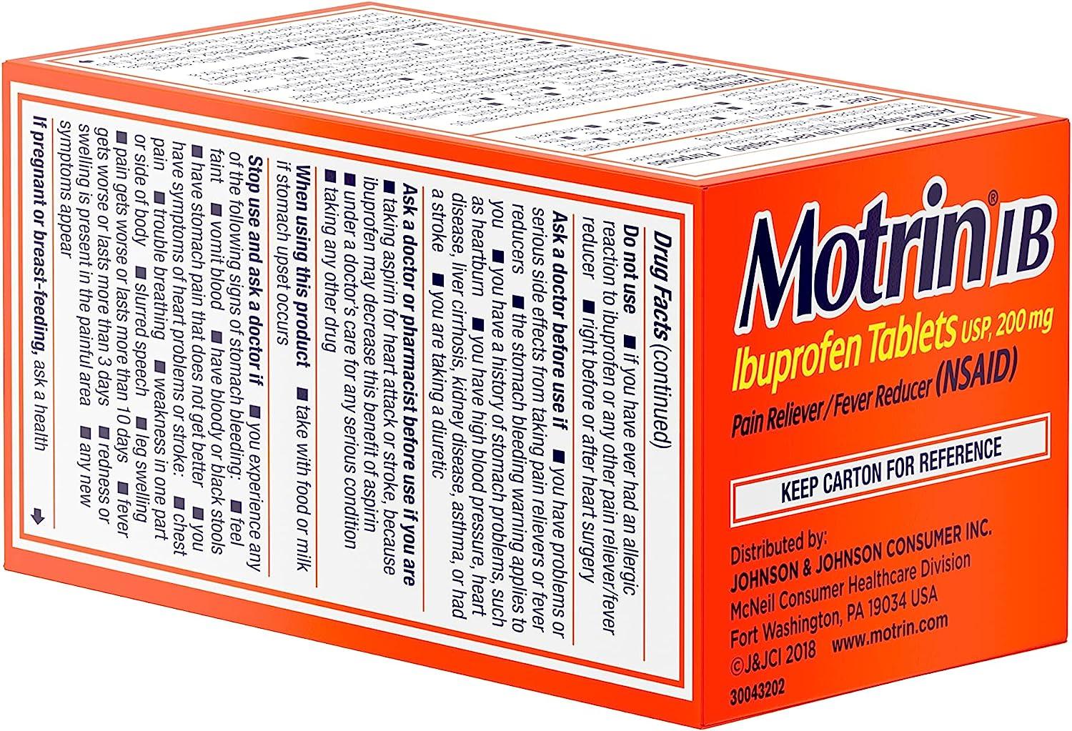 Motrin IB 200mg Tablets - Fast Relief for Fever, Muscle Aches, Headache ...