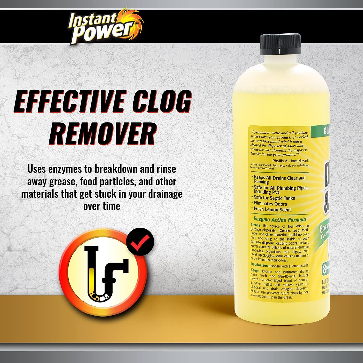 Instant Power Disposal & Drain Cleaner - Liquid Enzyme Clog Remover ...