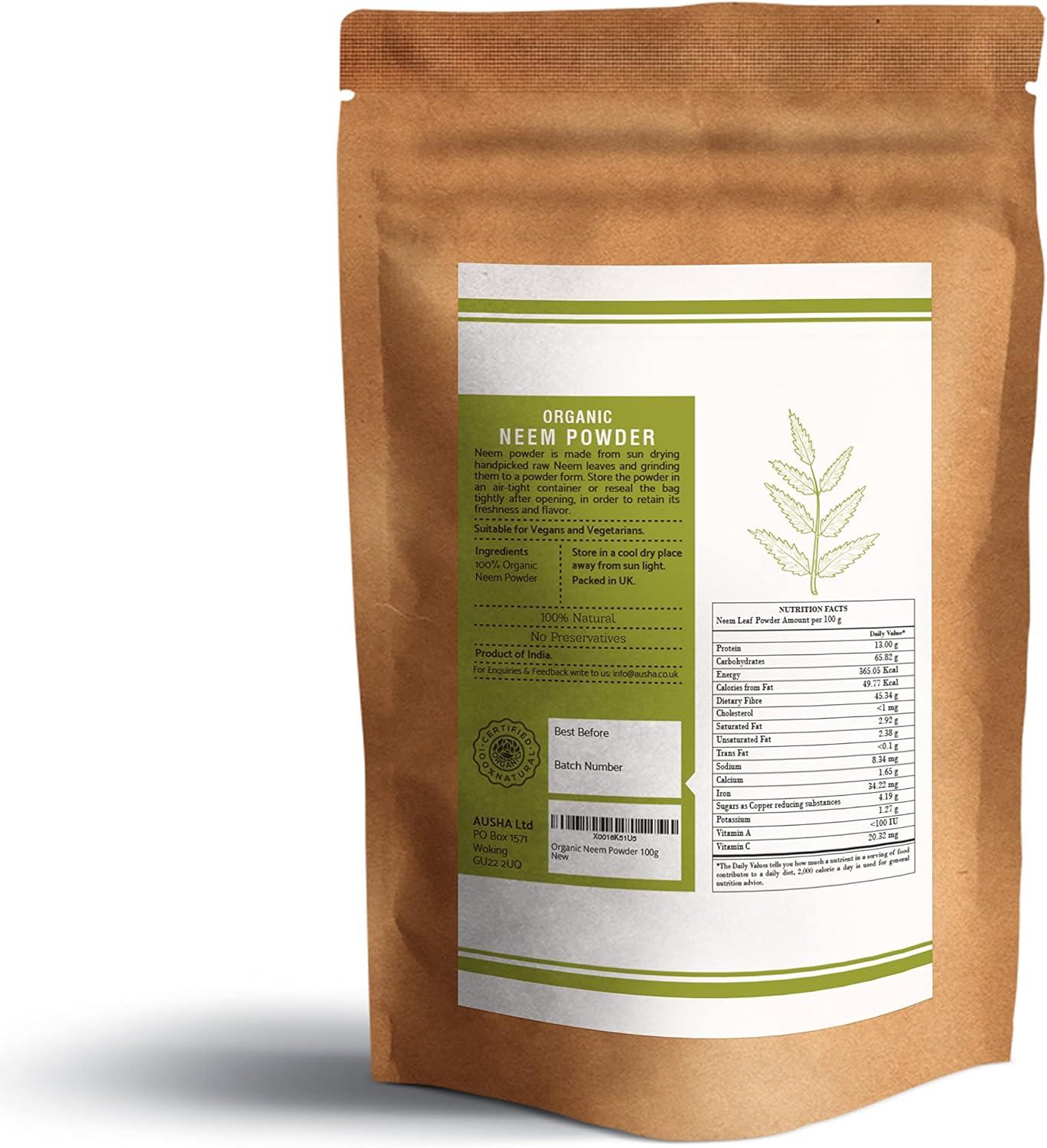 Ausha Organic Neem Leaves Powder 100g - Immunity Boost, Digestion Aid ...