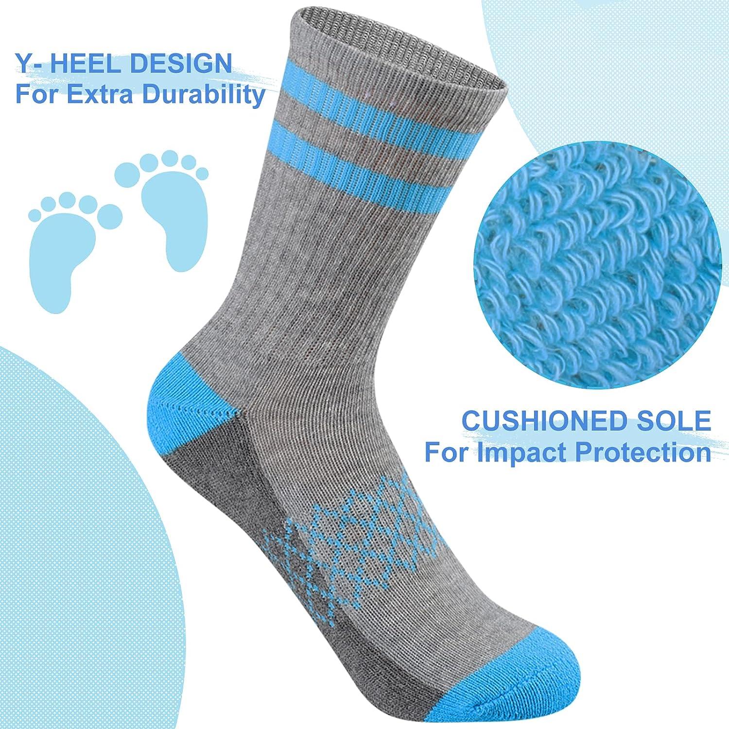 Comfoex Boys Crew Socks - Half Cushioned Athletic Cotton Calf Socks for ...