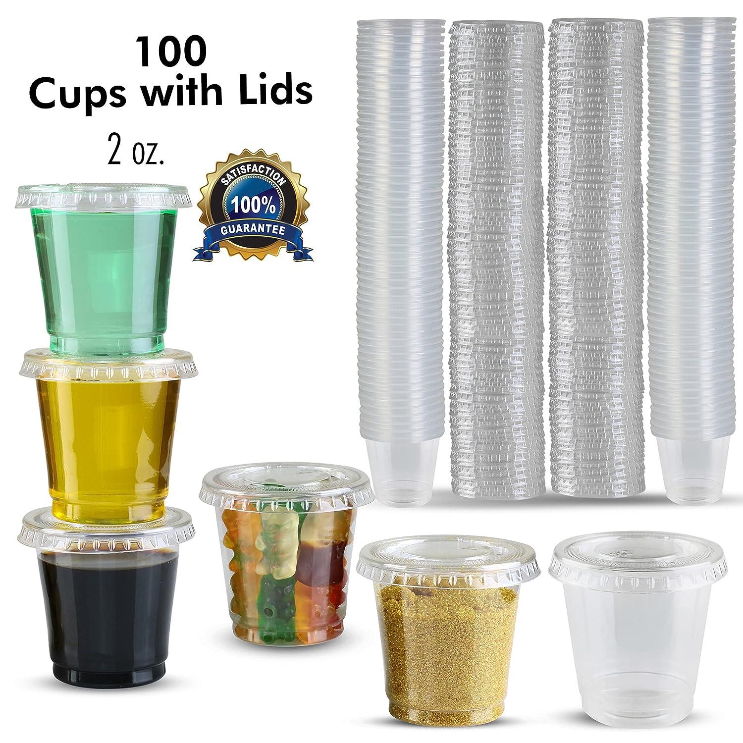 100 pack Premium 2 oz. Jello Shot Cups with Leak-Resistant Lids ...
