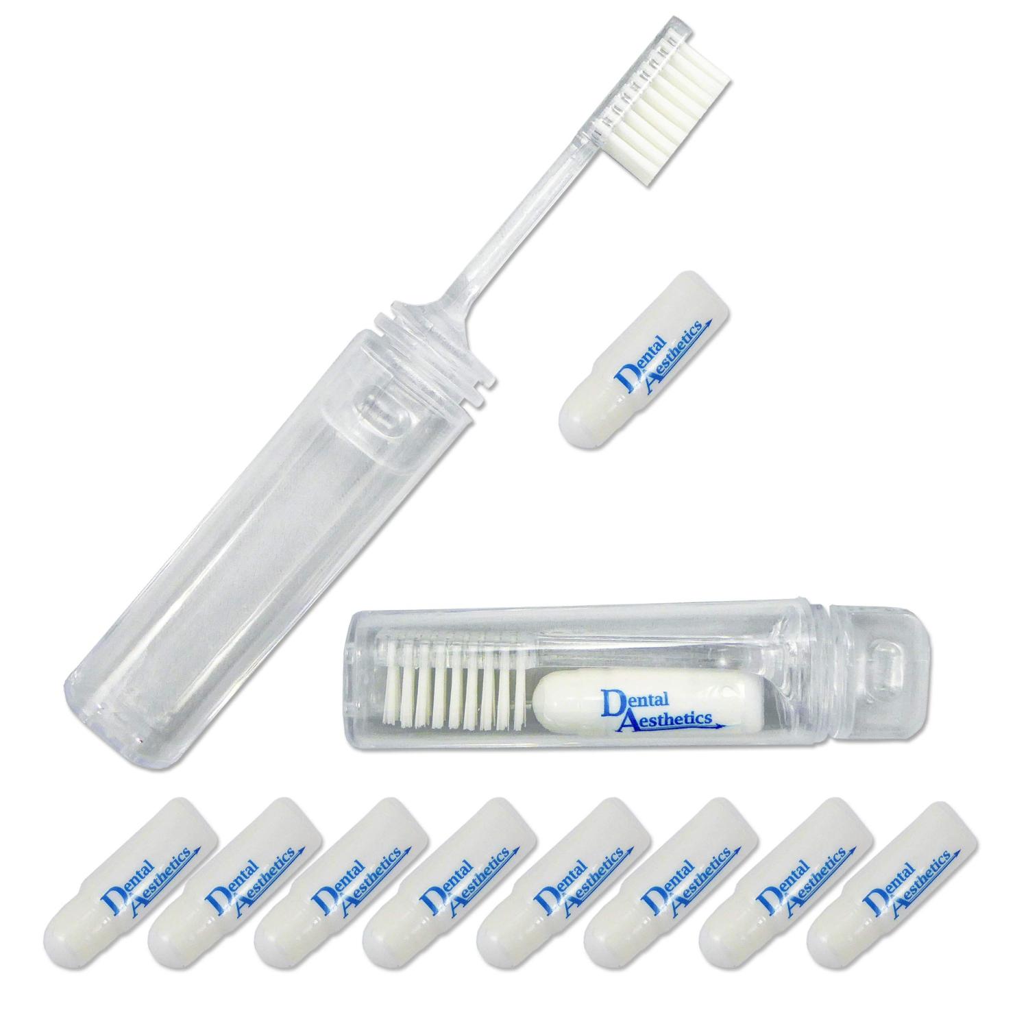 Travel Toothbrush Set - 2 Travel Toothbrushes & 10 Toothpaste Tubes for ...