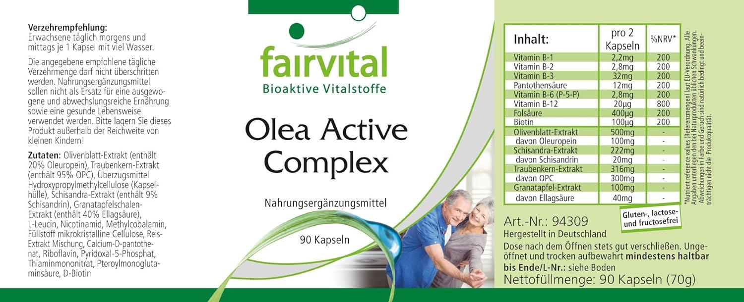 Fairvital Olea Active Complex Vegan 90 Capsules | B Vitamins Folic Acid ...