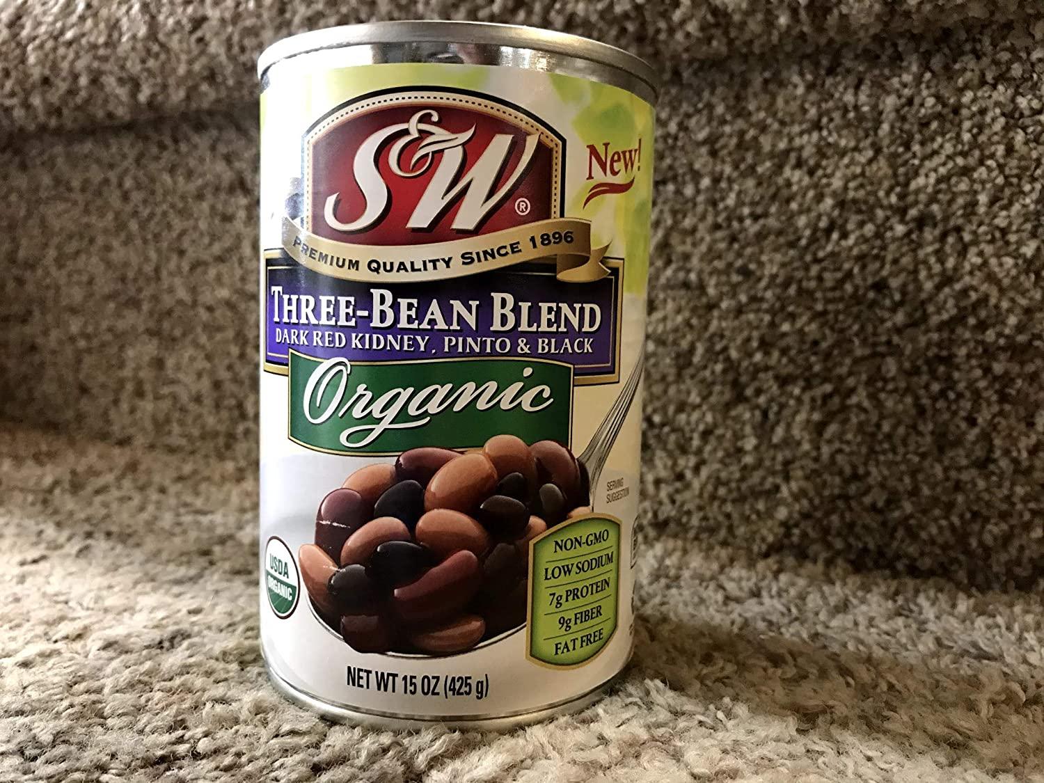 S&W Organic Three Bean Blend: Dark Red Kidney, Pinto & Black Beans - 8 ...