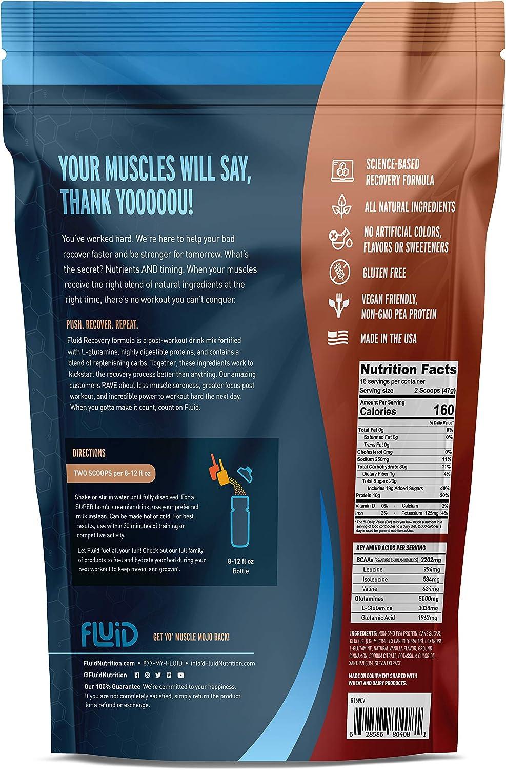 Fluid Recovery Vegan Post-Workout Drink Mix - Whey Isolate Protein ...