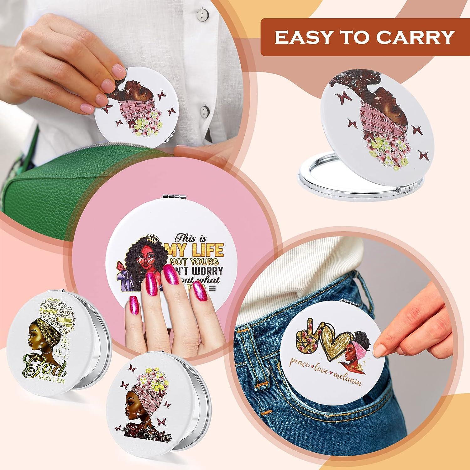 Fumete 4 Pcs African Women Compact Mirror Set - Double Sided Folding ...