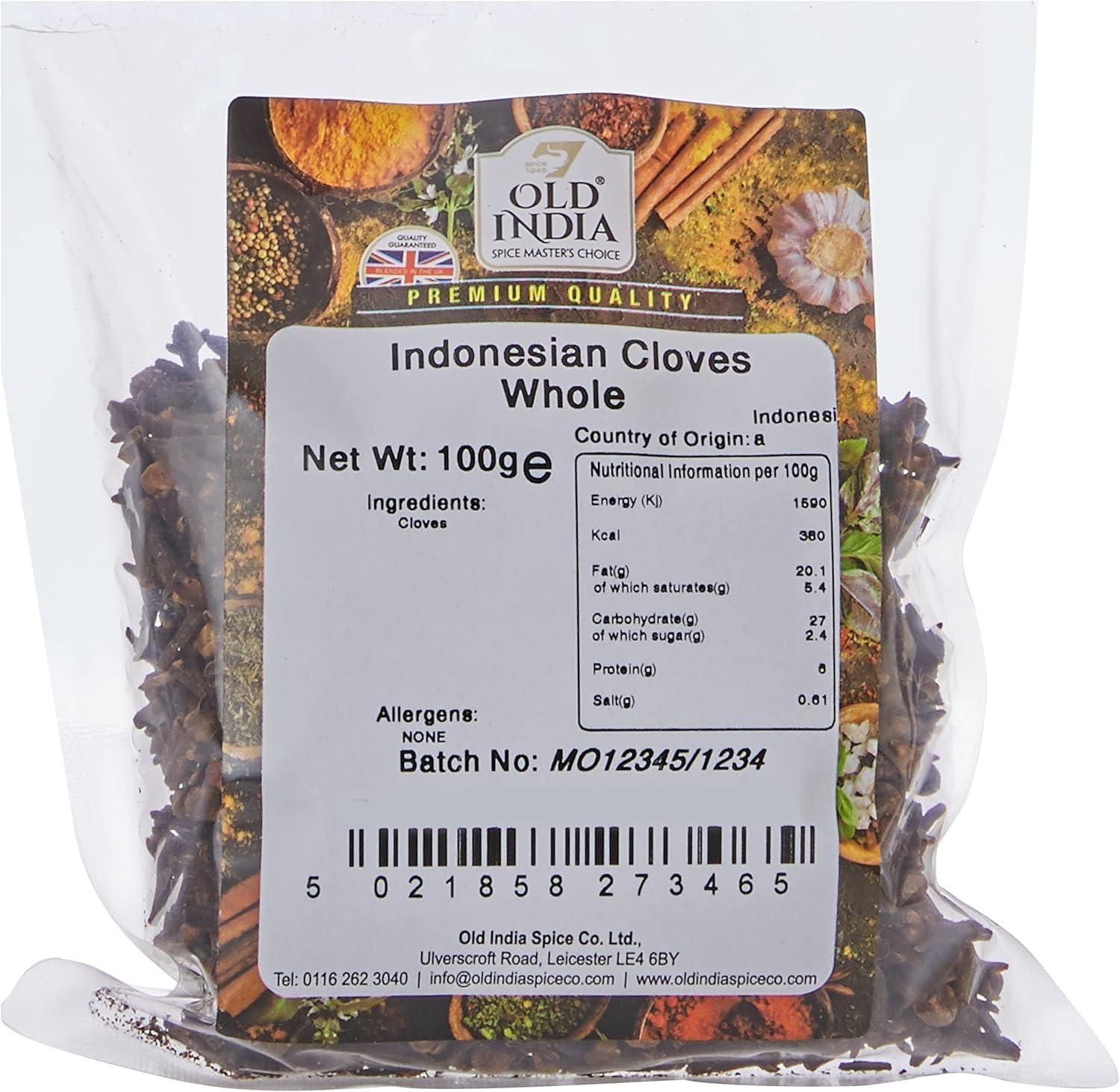 Old India Indonesian Cloves Whole 100g - Premium Quality Spice (Pack of ...