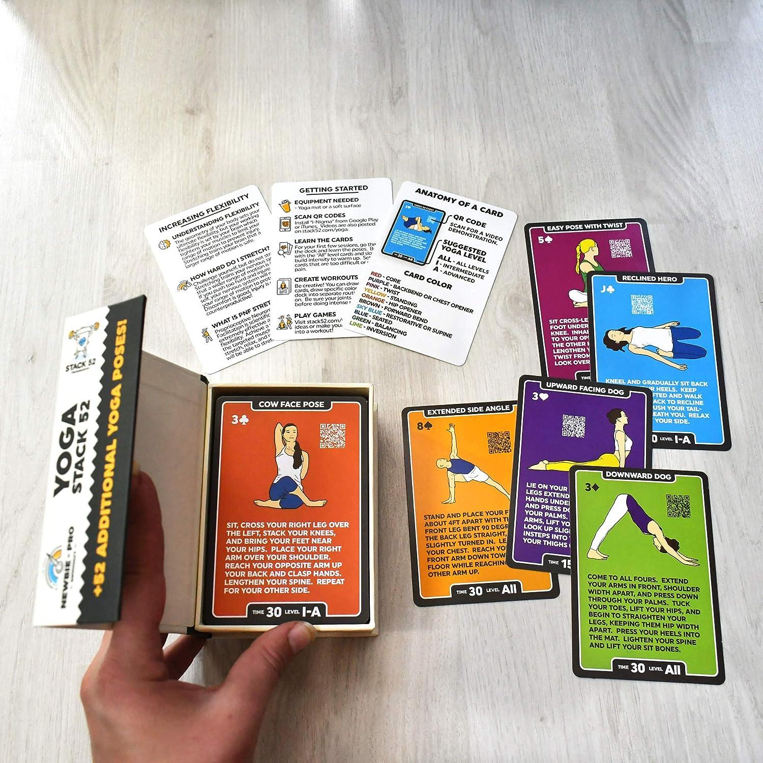 Stack 52 Yoga Exercise Cards - Beginner to Advanced Poses - Improve ...