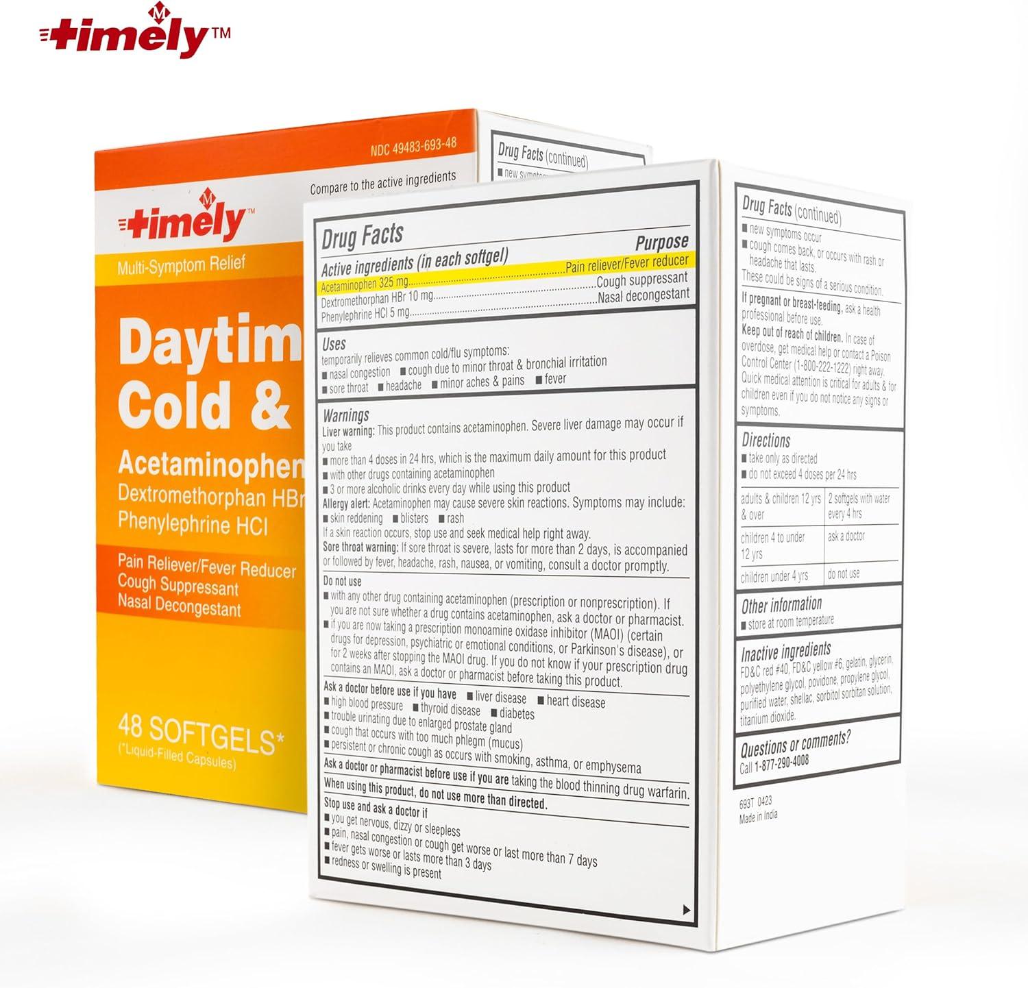 Buy TIME-CAP LABS Timely Daytime Cold & Flu Medicine - 48 Softgels ...