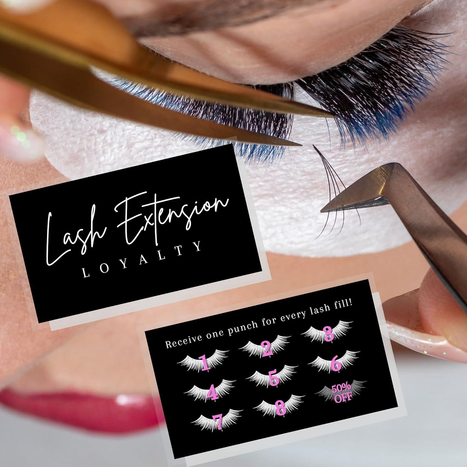 Lash Extension Loyalty Punch Cards | 50 Pack | Eyelash False 2x3.5 ...