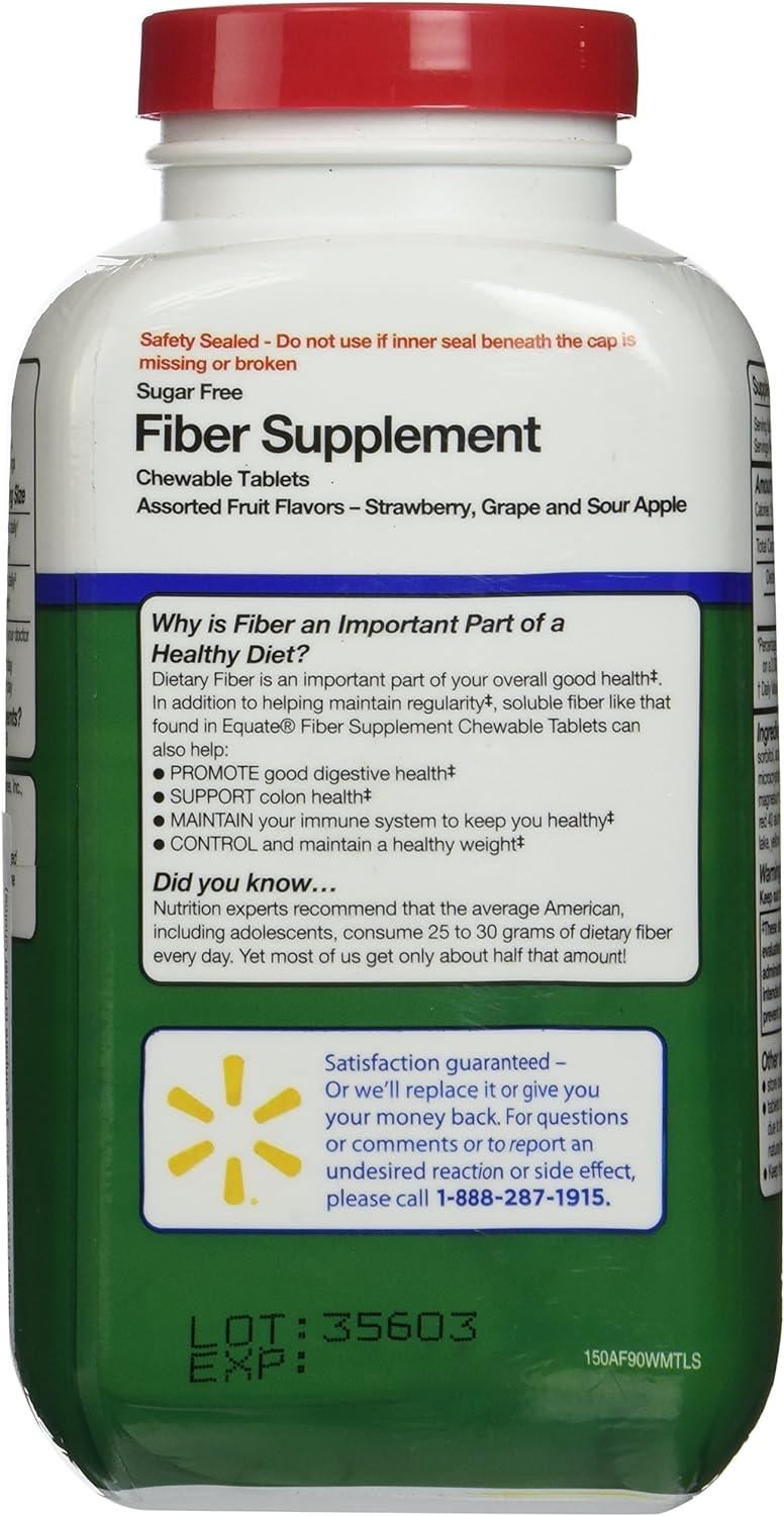 Equate Fiber Supplement 90 Chewable Tablets - Compare to Fiber Choice ...