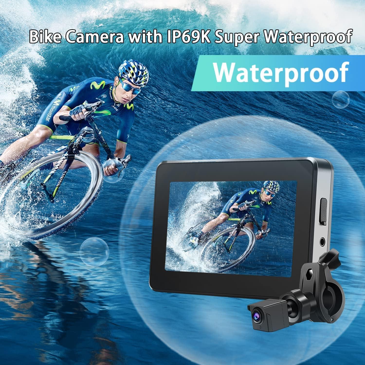 Bike Camera 1080P with 4.3 Monitor & Night Vision - Rear View Mirror ...