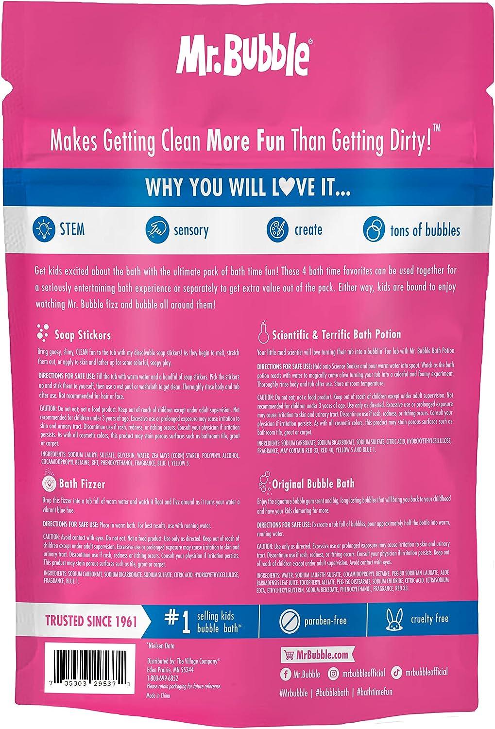 Mr. Bubble Kids Ultimate Bath Time Fun Pack - Bubble Bath, Bath Fizzer ...