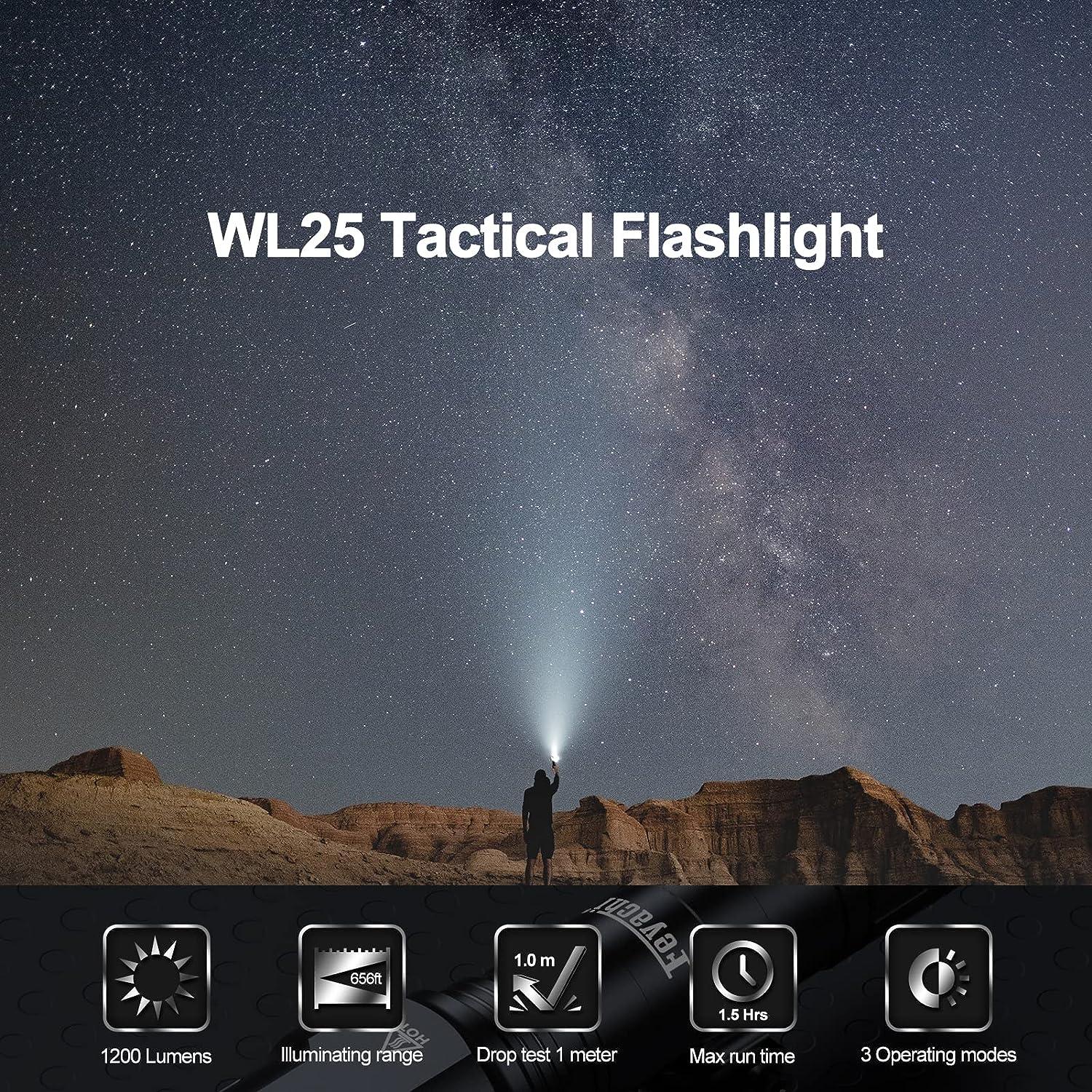 Feyachi 1200 Lumen Tactical Flashlight with Pressure Switch | 3 Modes ...