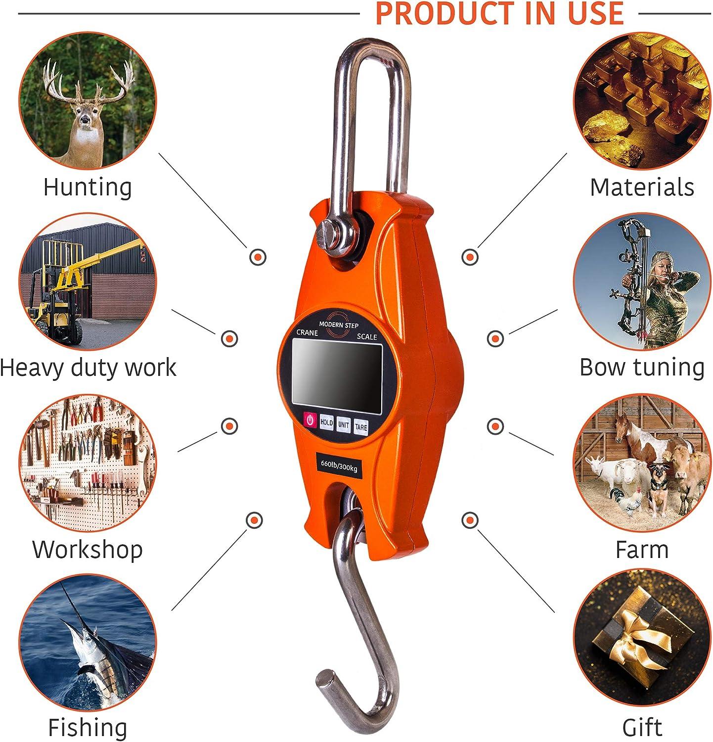 Digital Hanging Scale 660 LB 300 KG Cast Aluminum Case - Heavy Duty ...