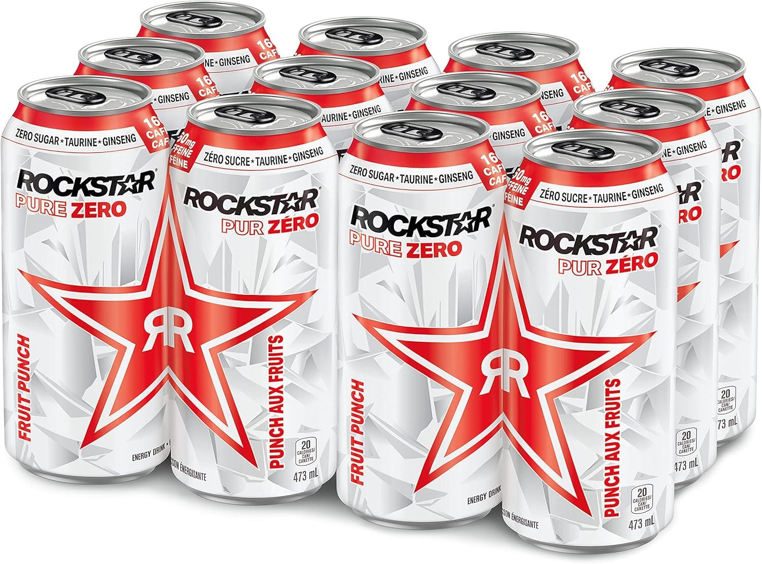 Rockstar Energy Drink Pure Zero Punched 473 mL Cans 12 Pack | Buy Now ...