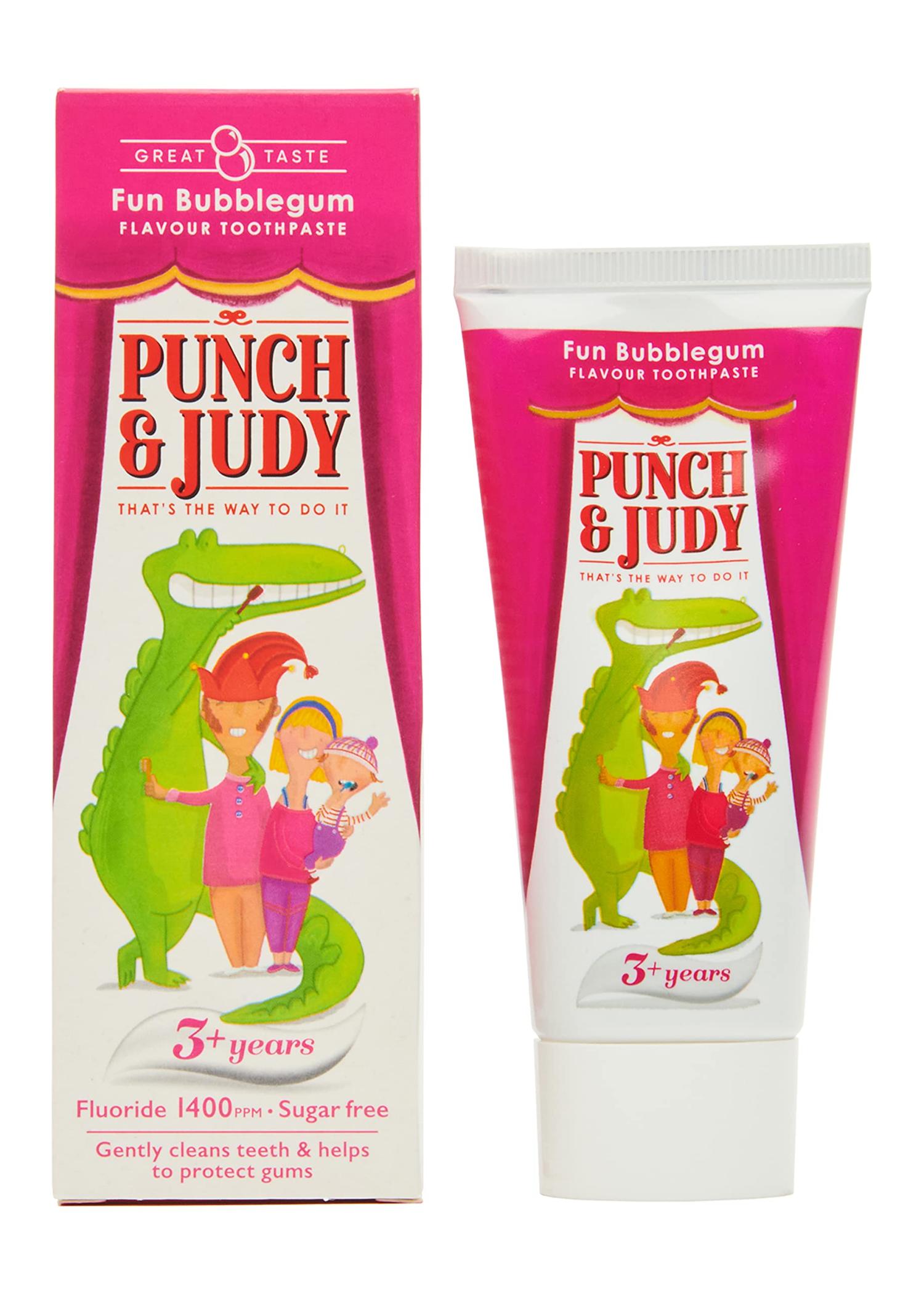 Punch & Judy Kids Toothpaste - Bubblegum Flavour, Fluoride & Sugar Free ...