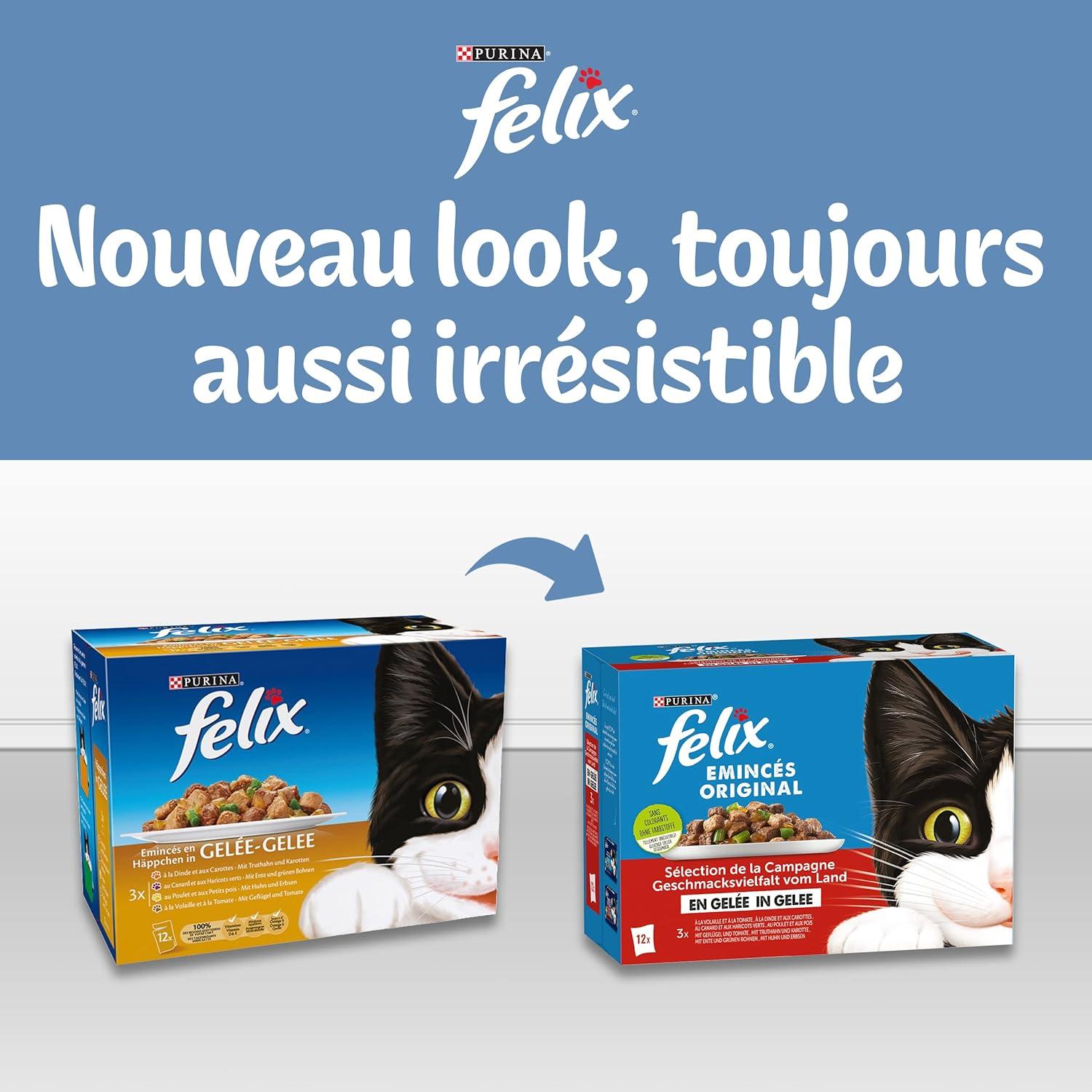 Buy Felix Jelle Chopped Cat Food | Adult Selection: Beef Salmon Chicken ...