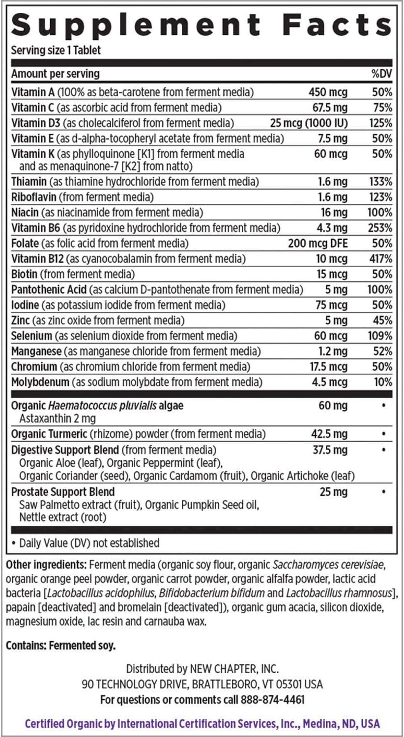 New Chapter Men's 50 Plus Multivitamin - Every Man's One Daily 55 ...