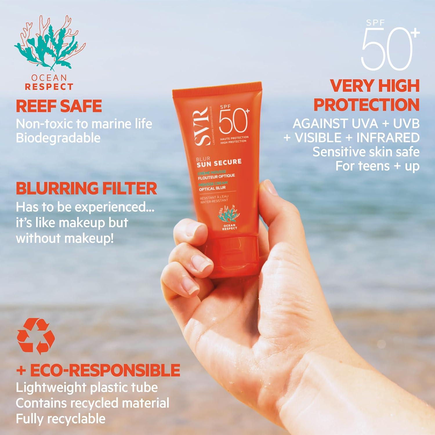 SVR SUN SECURE BLUR Sun Cream - Perfecting Soft-Focus Face Sunscreen ...