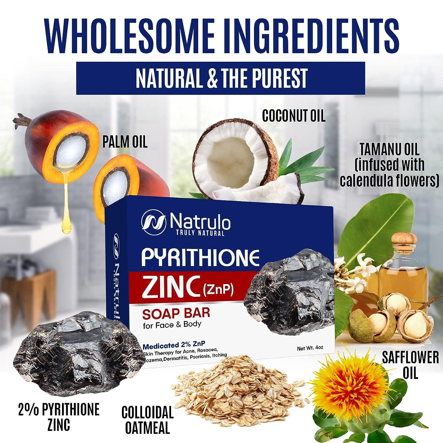 Pyrithione Zinc Soap Bar 4oz for Face & Body - 2% ZnP Cleanser for Acne ...
