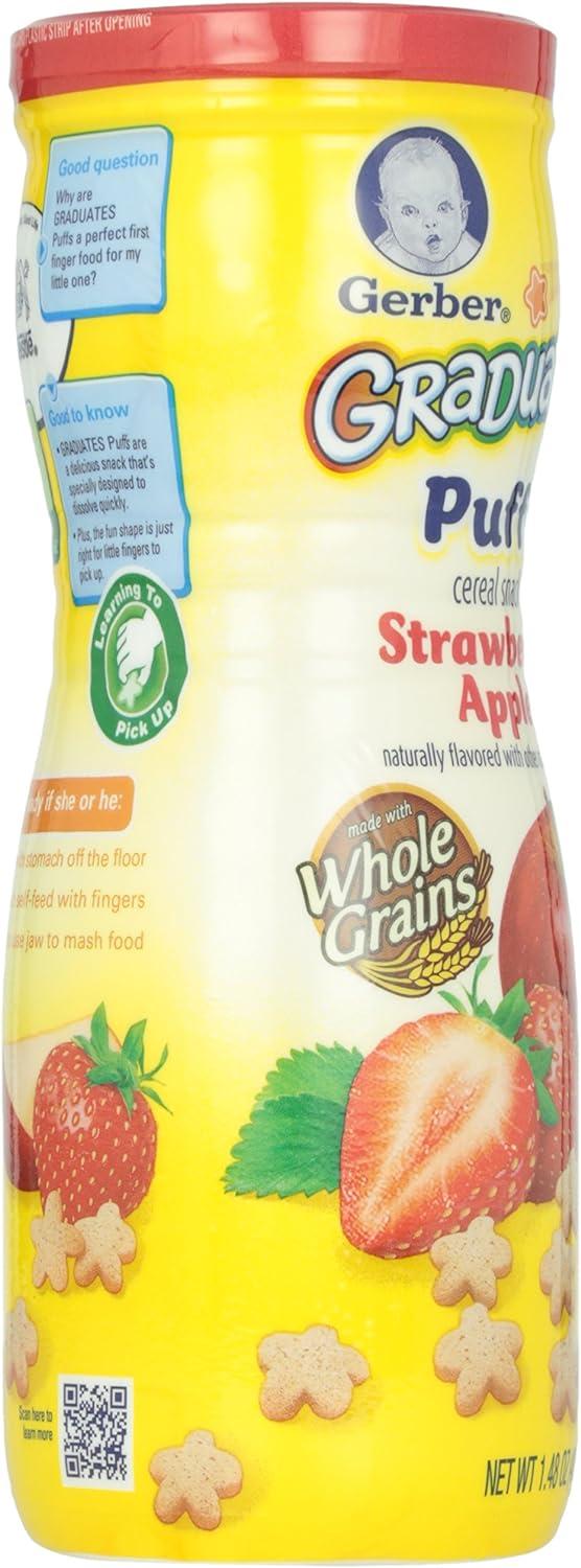 Gerber Graduates Puffs Strawberry Apple 1.48 oz - Healthy Toddler Snack ...