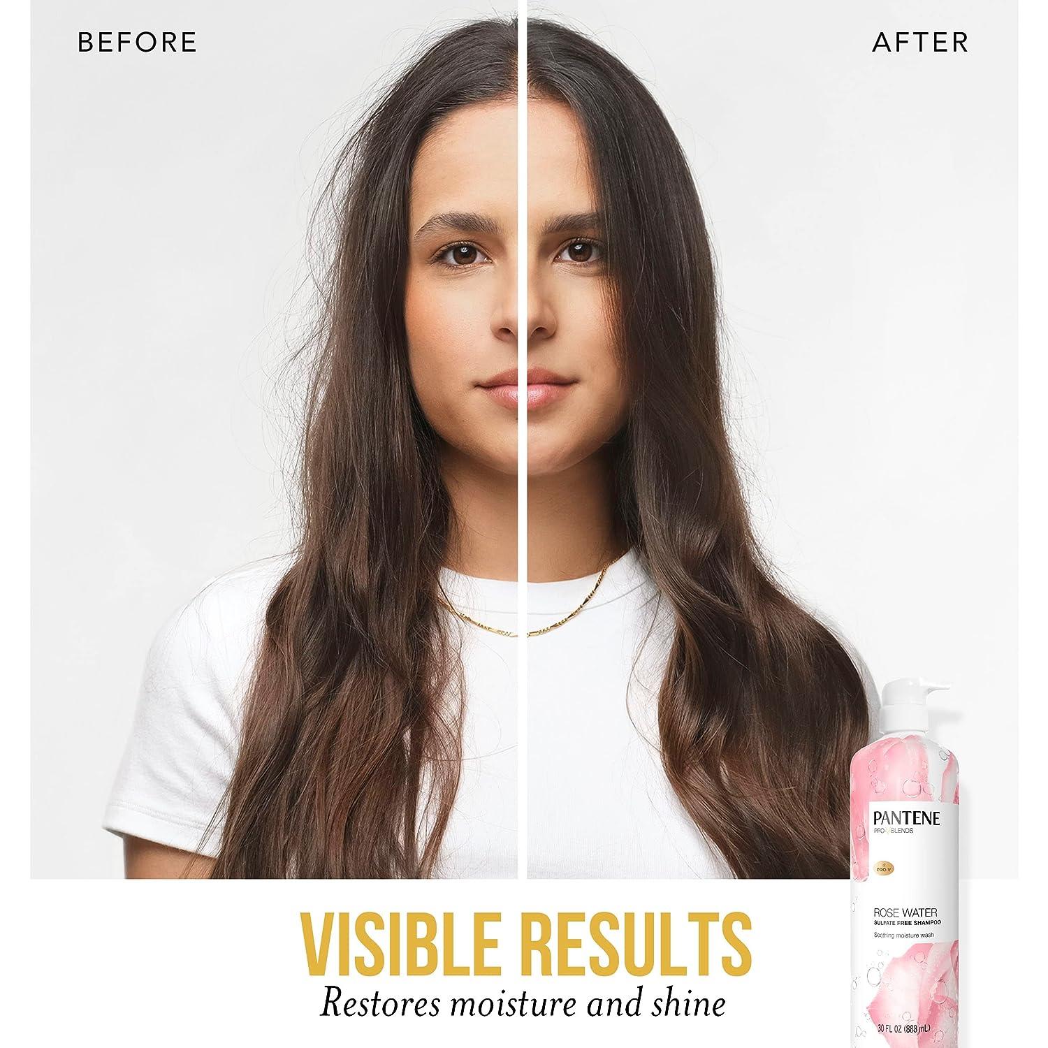 Pantene Pro-V Rose Water Shampoo - Sulfate Free, Hydrating, Color Safe ...