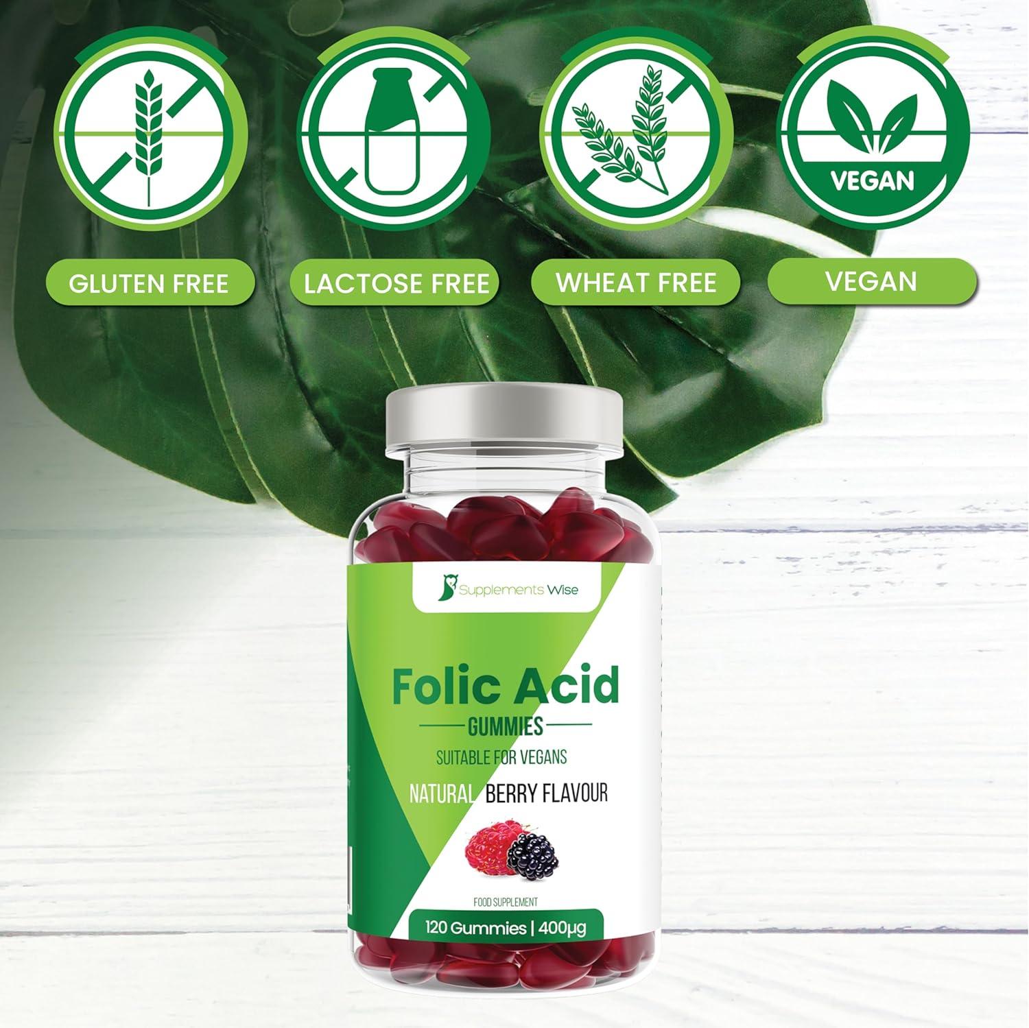 Folic Acid Gummies for Pregnancy - 120 x 400mcg - Vegan Prenatal ...