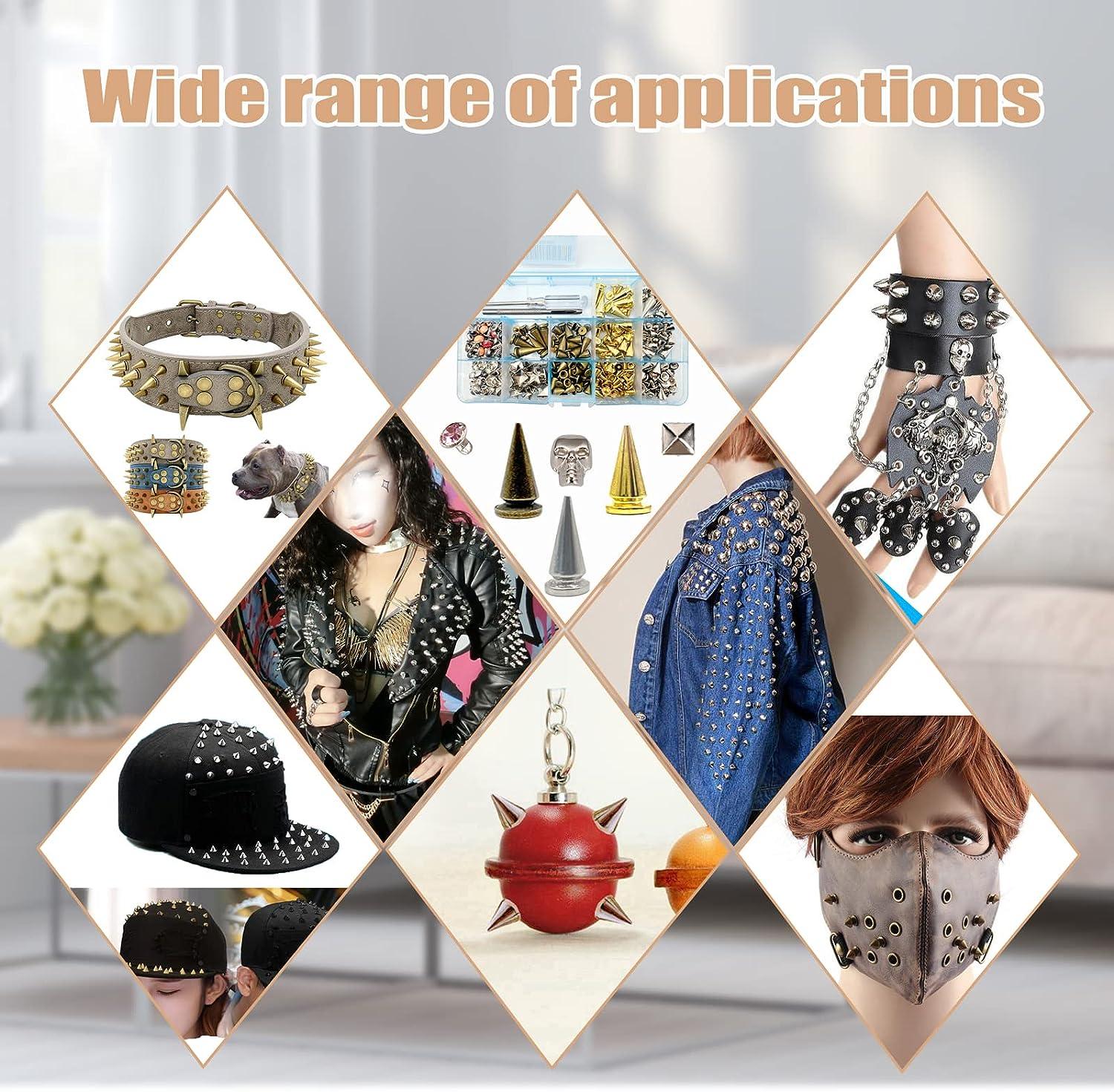 Punk Style Spike Studs Set - 244pcs, 3 Colors, 9 Shapes - Rhinoceros ...